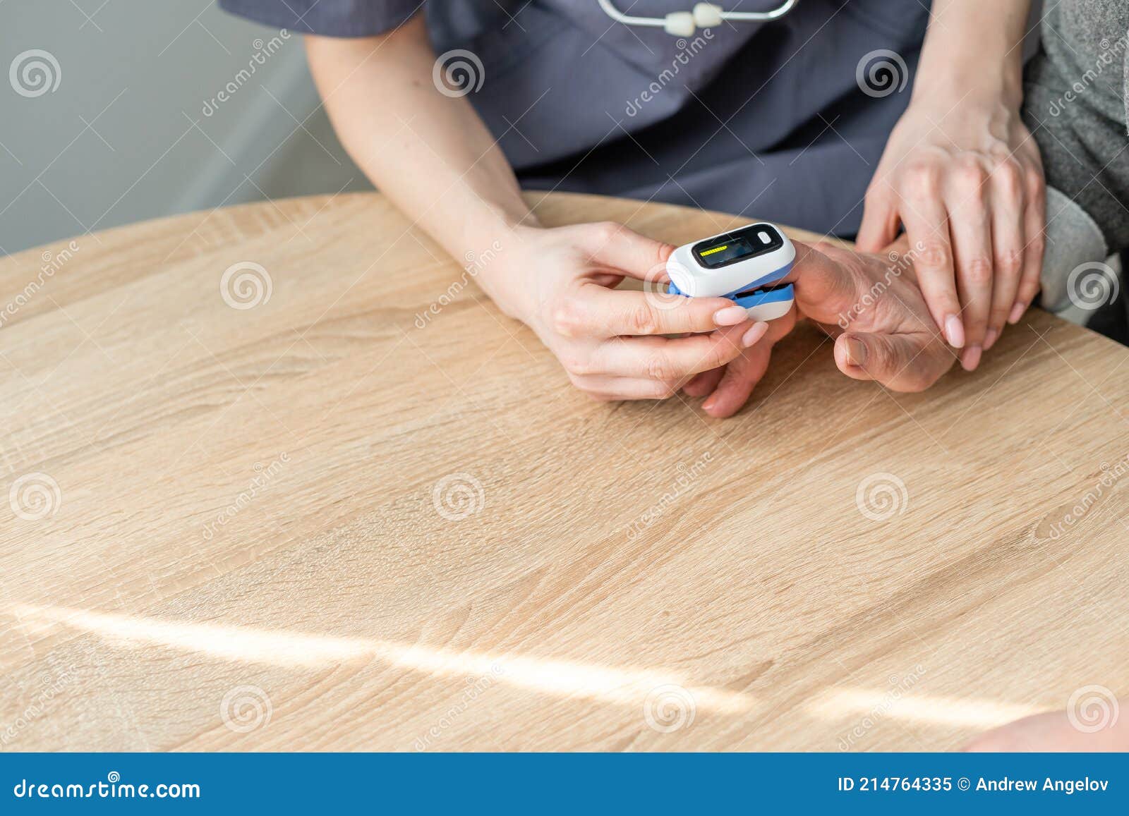 Medic and Patient Using Finger Pulse Oximeter Stock Image - Image of ...