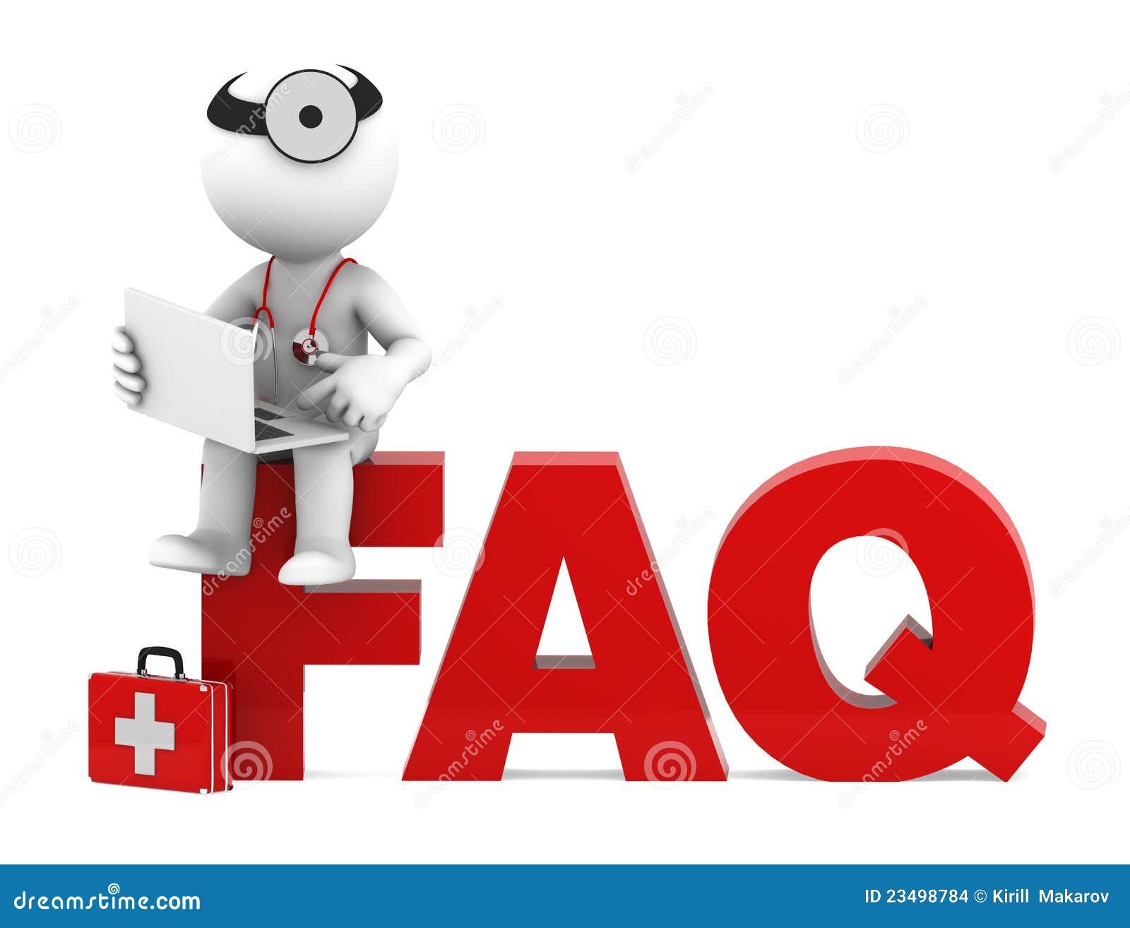 Medic sitting on FAQ sign. stock illustration. Illustration of ...