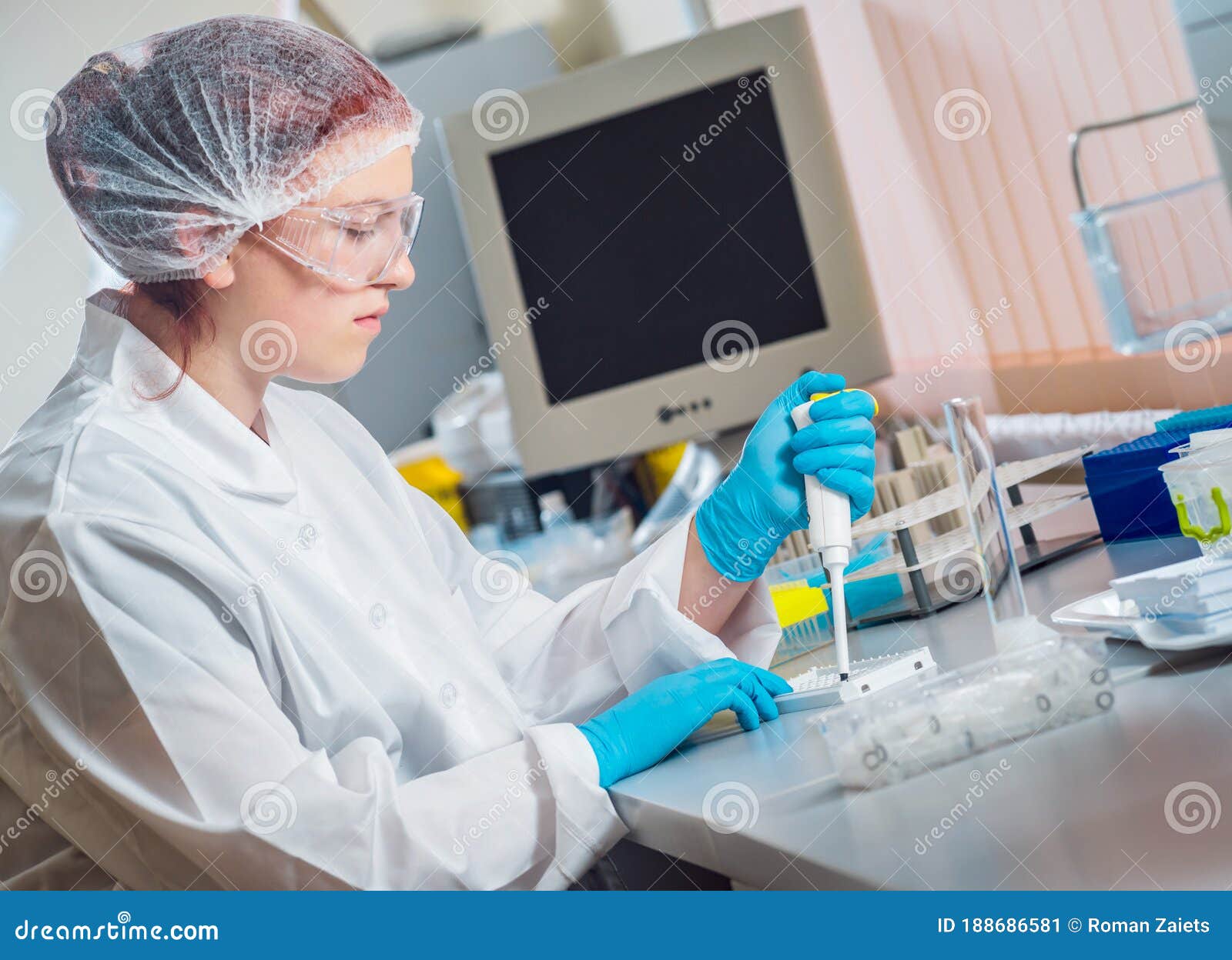 Medic Staff at Work in the Laboratory. Background. Stock Image - Image ...