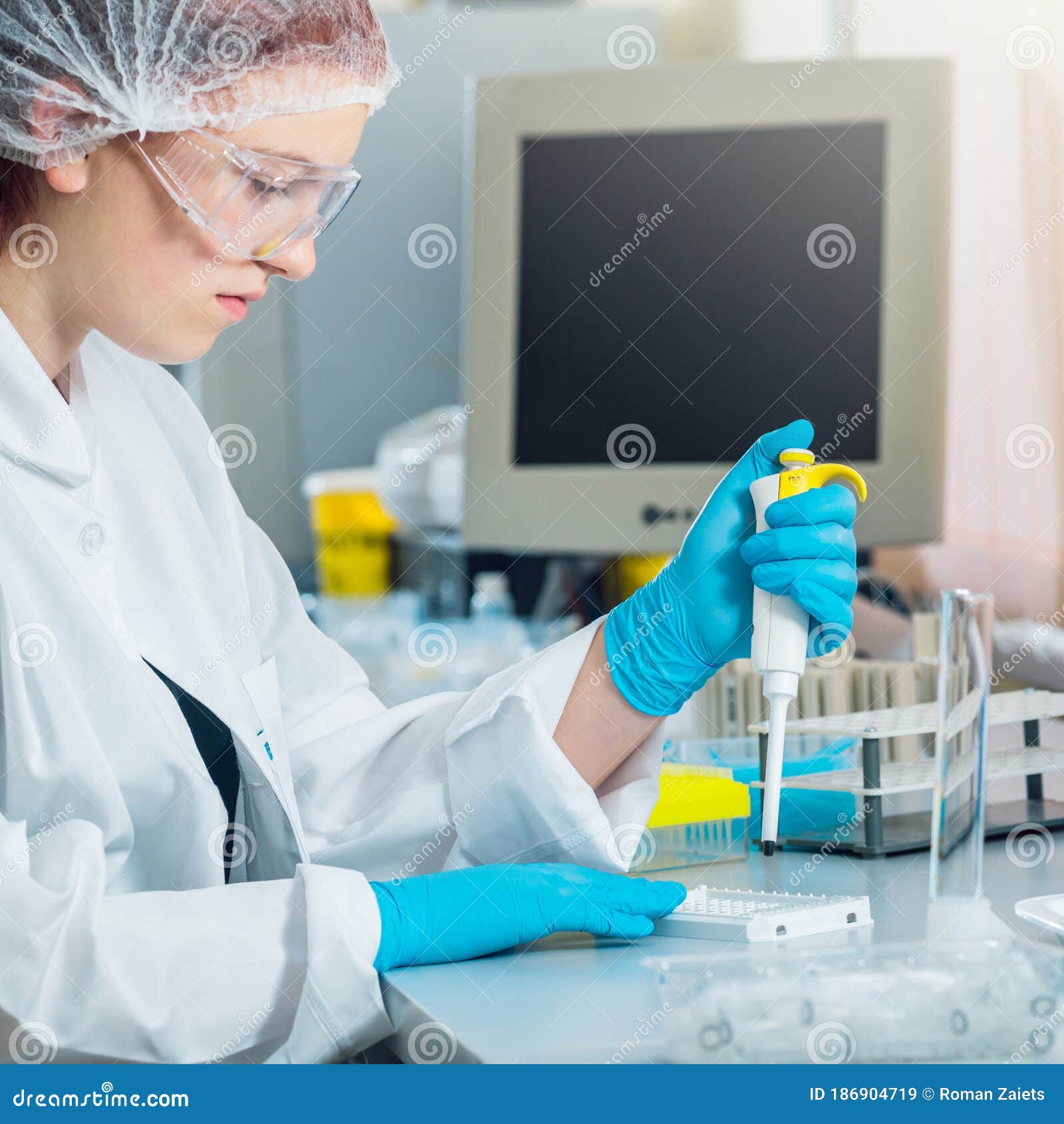 Medic Staff at Work in the Laboratory. Background. Stock Image - Image ...