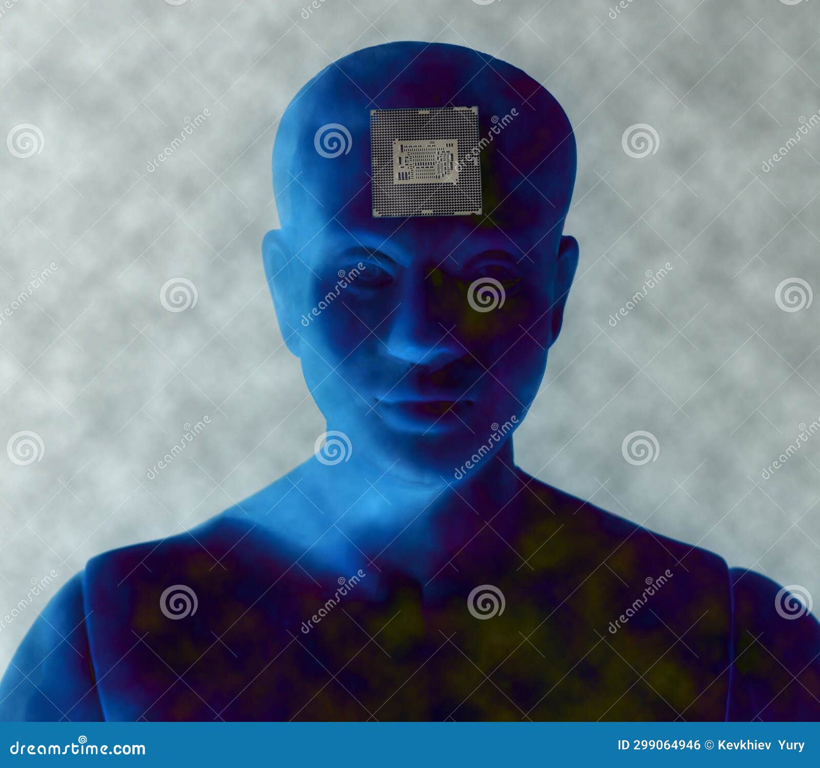 Medical Acupuncture Model of Human with CPU Processor Microchip. Stock ...