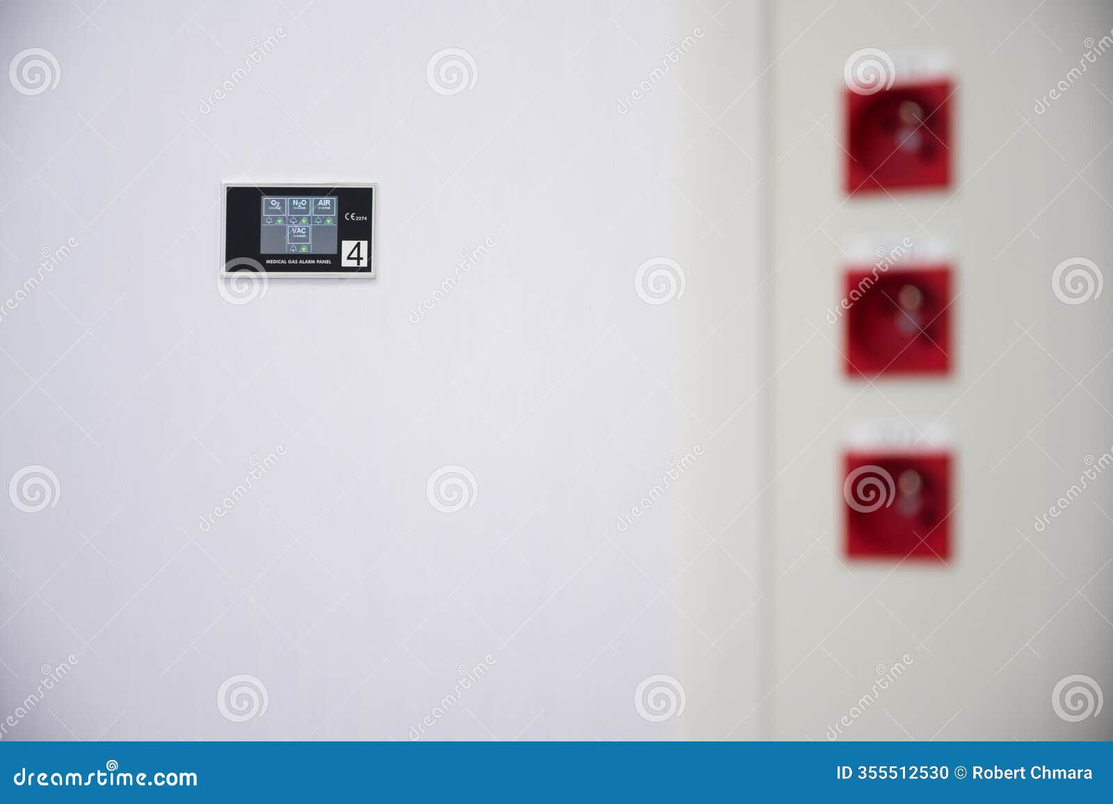 Medical Alarm Panel and Electrical Outlets on a White Wall Stock Photo ...
