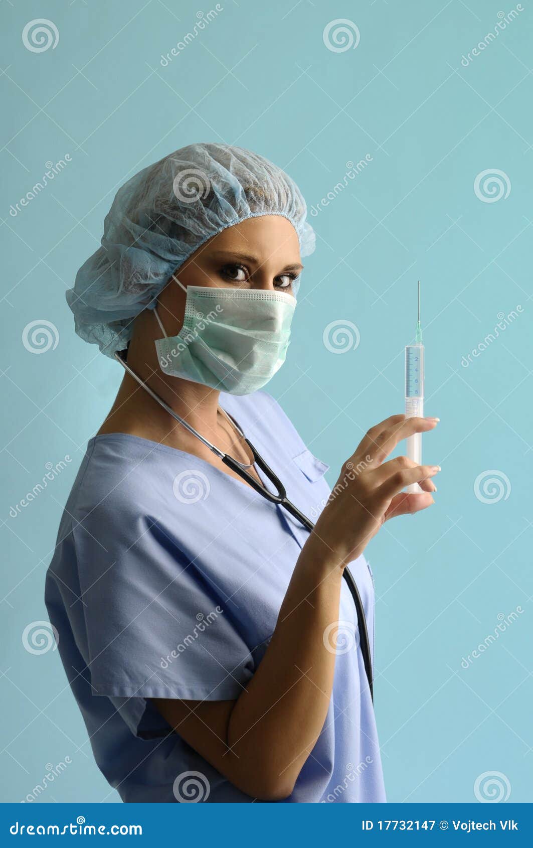 Medical assistant stock image. Image of injection, blue - 17732147