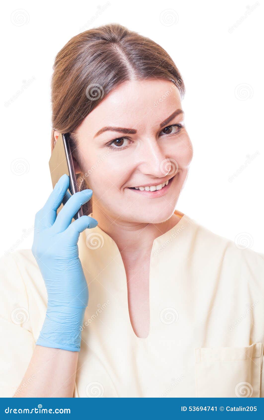 Medical Assistant Holding Smartphone Stock Image - Image of medical ...