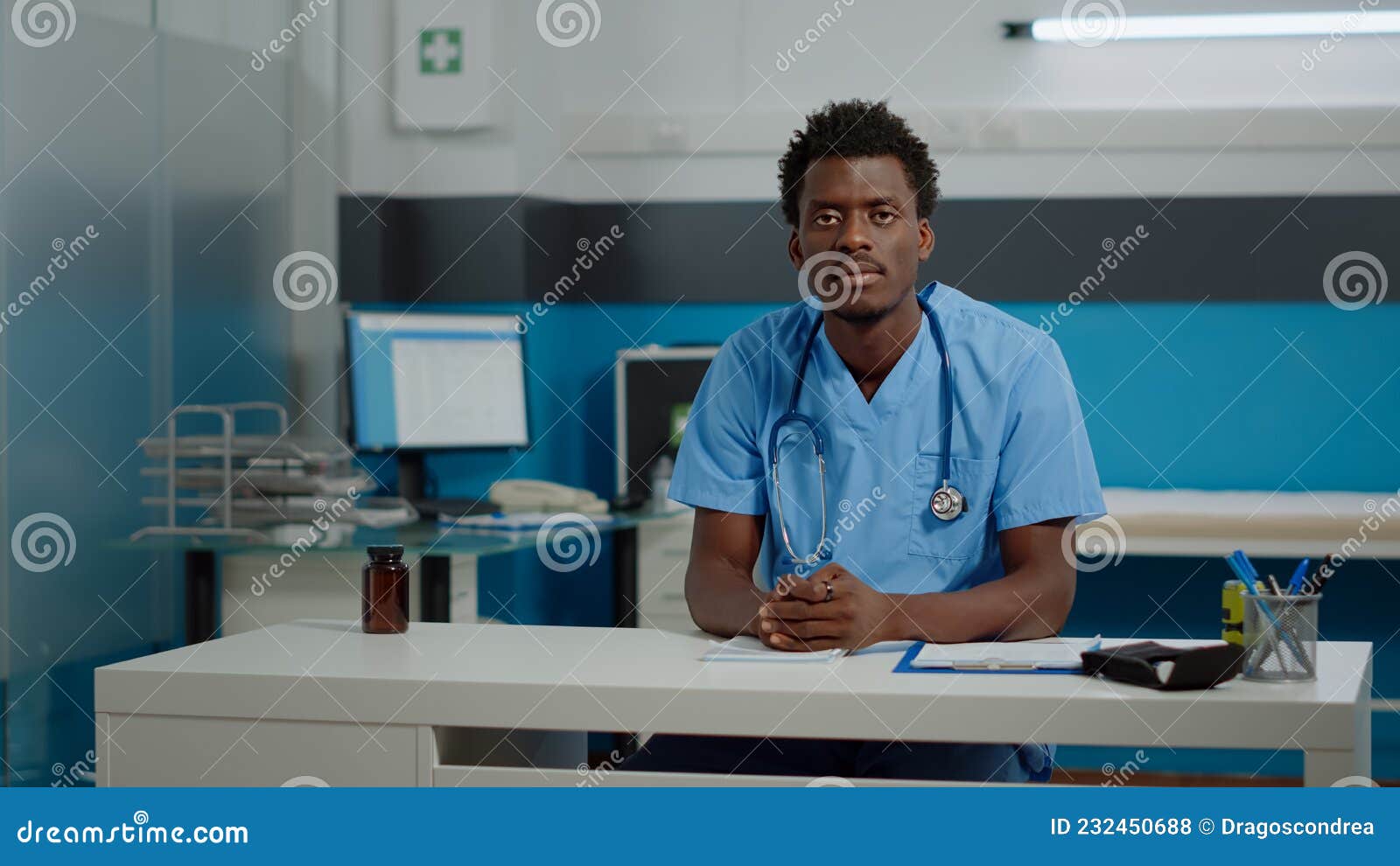 Medical Assistant Using Remote Video Call Communication Stock Photo ...