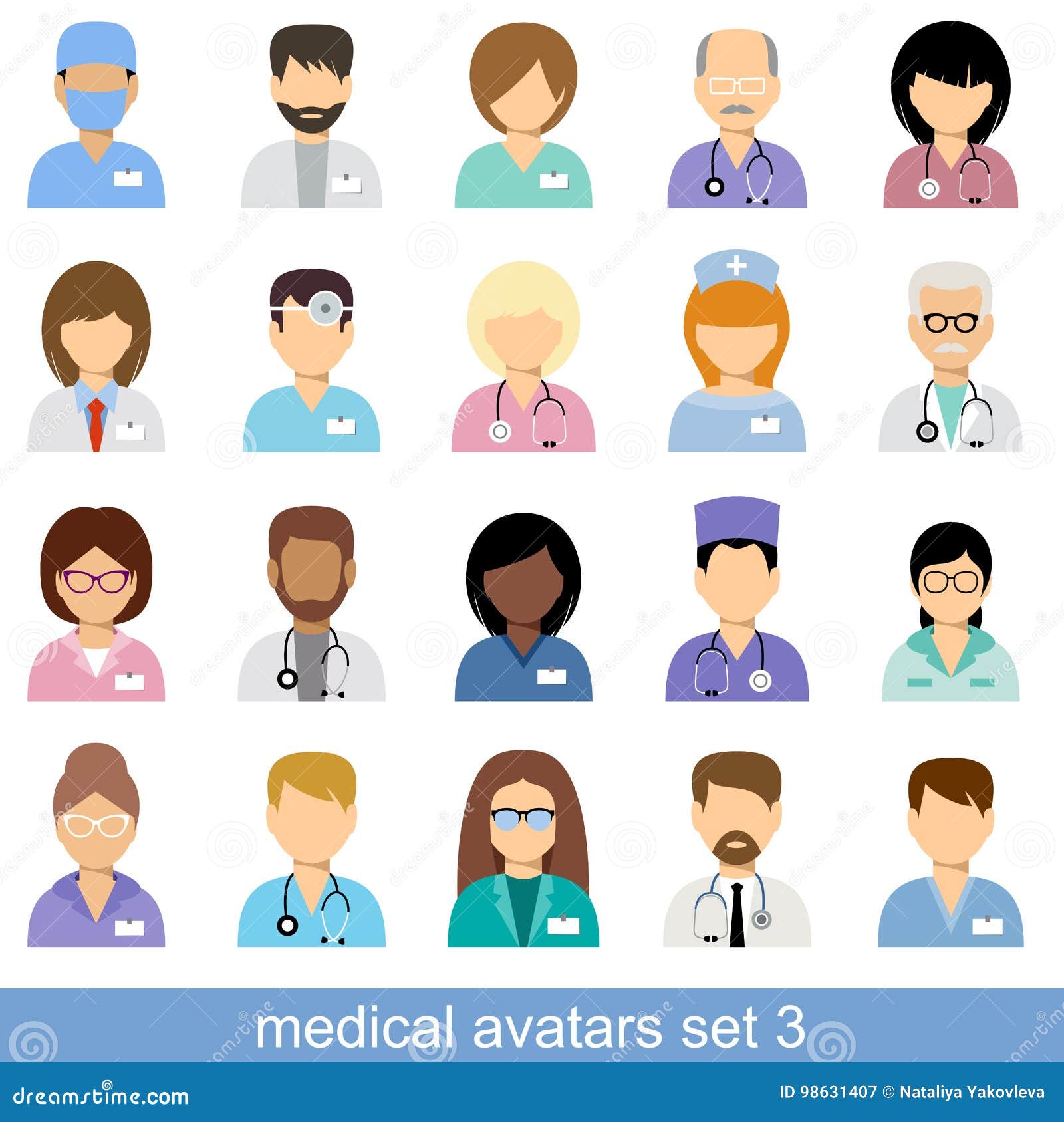 Medical avatars stock vector. Illustration of clinic - 98631407