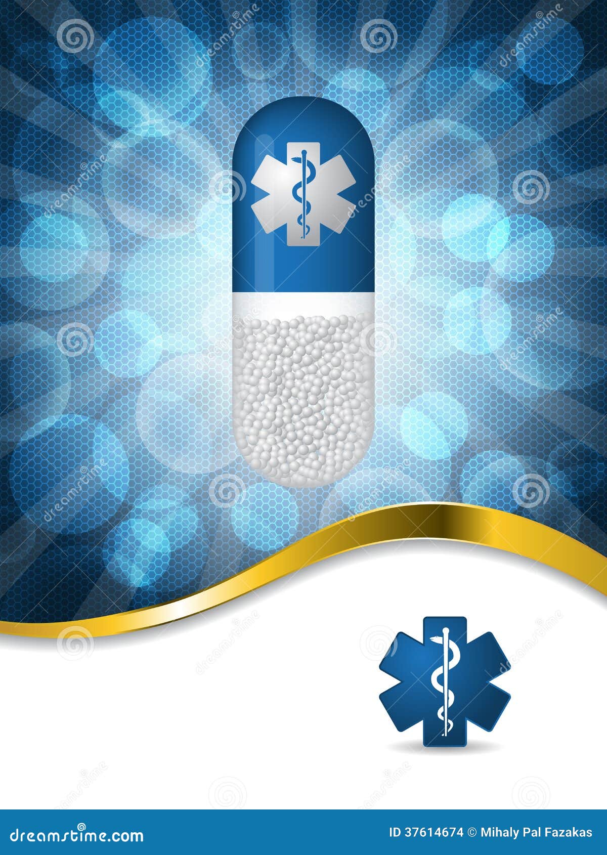 Medical Background Design with Gold Wave Stock Vector - Illustration of ...