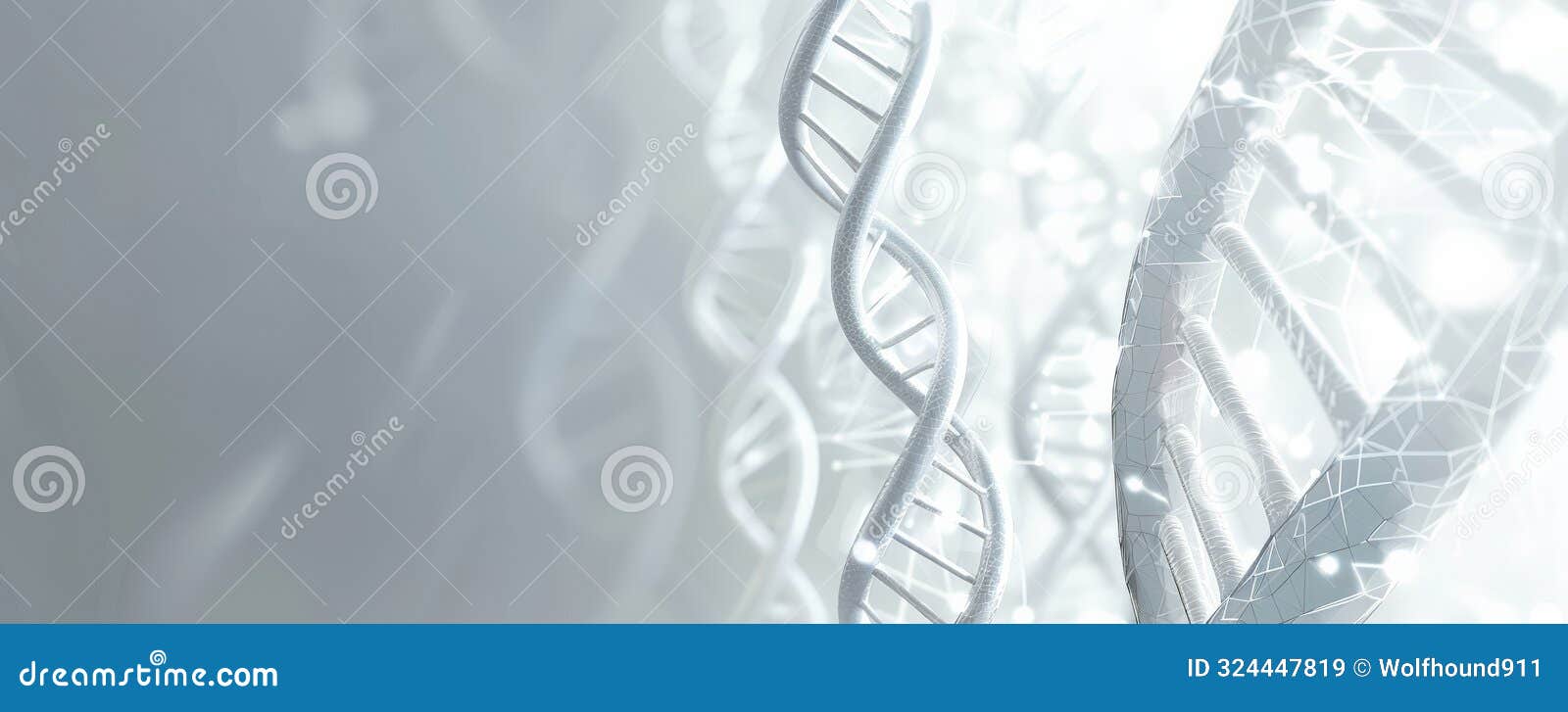 Medical Background Featuring a Light Gray Gradient with Transparent DNA ...
