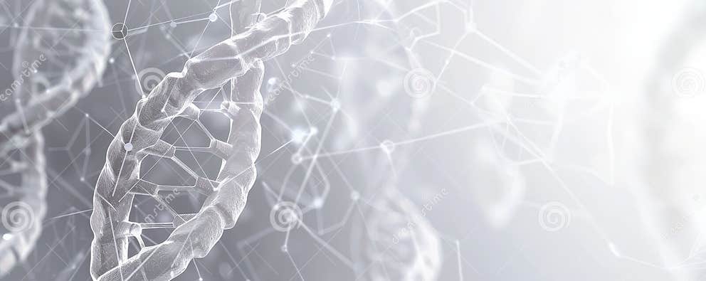 Medical Background Featuring a Light Gray Gradient with Transparent DNA ...