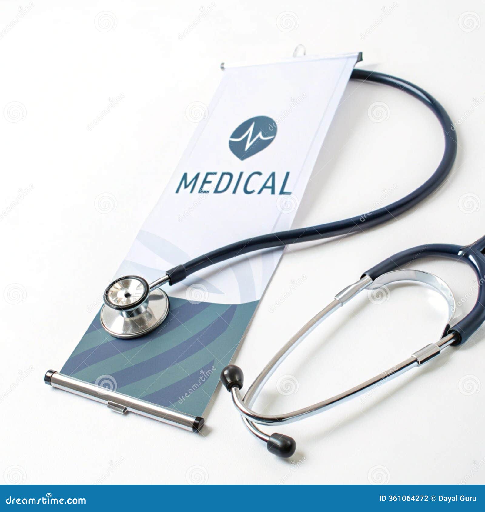Medical Banner with Stethoscope Isolated on White Background Stock ...
