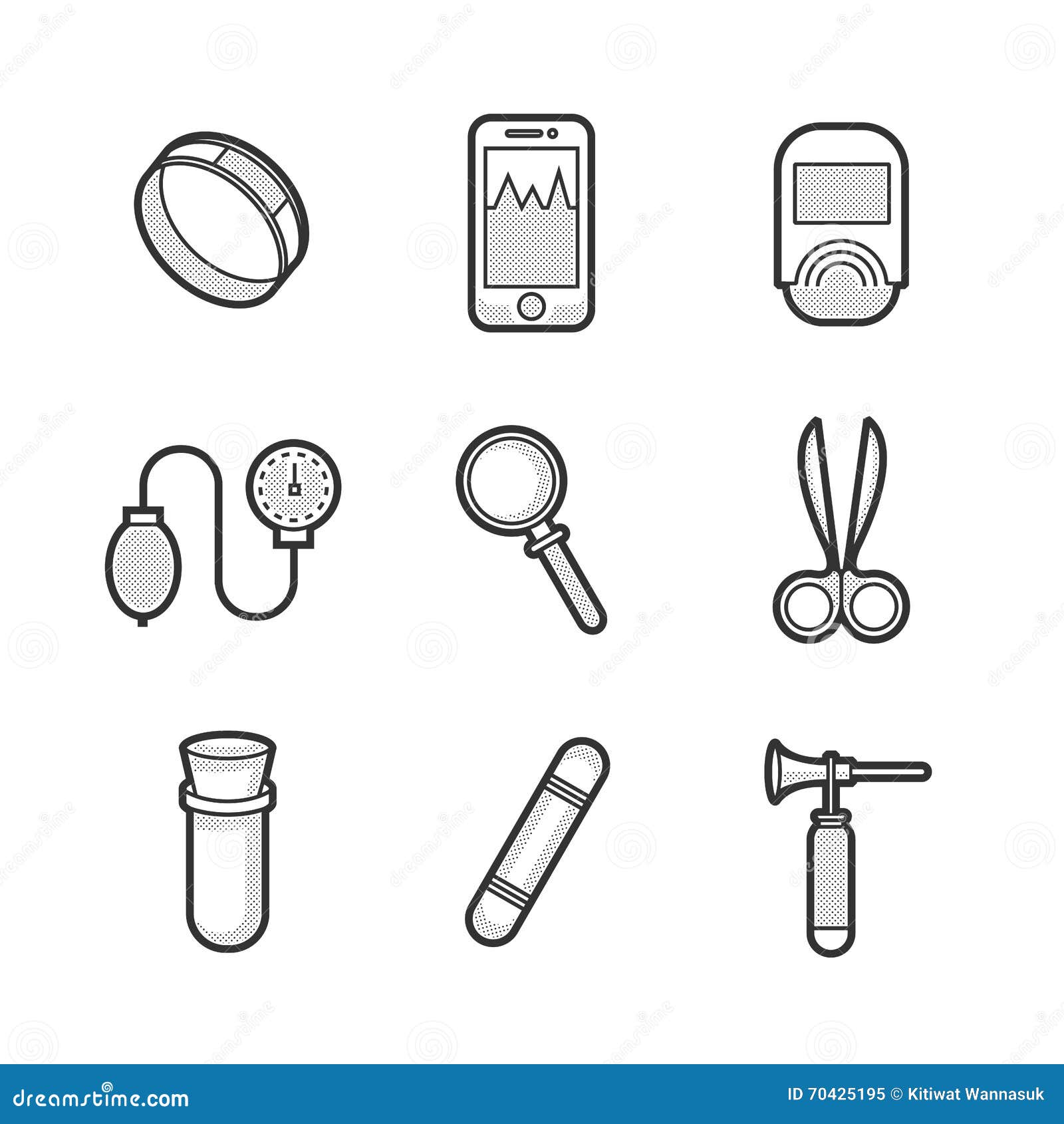 Medical Basic Device Icon Set Stock Vector - Illustration of watch ...