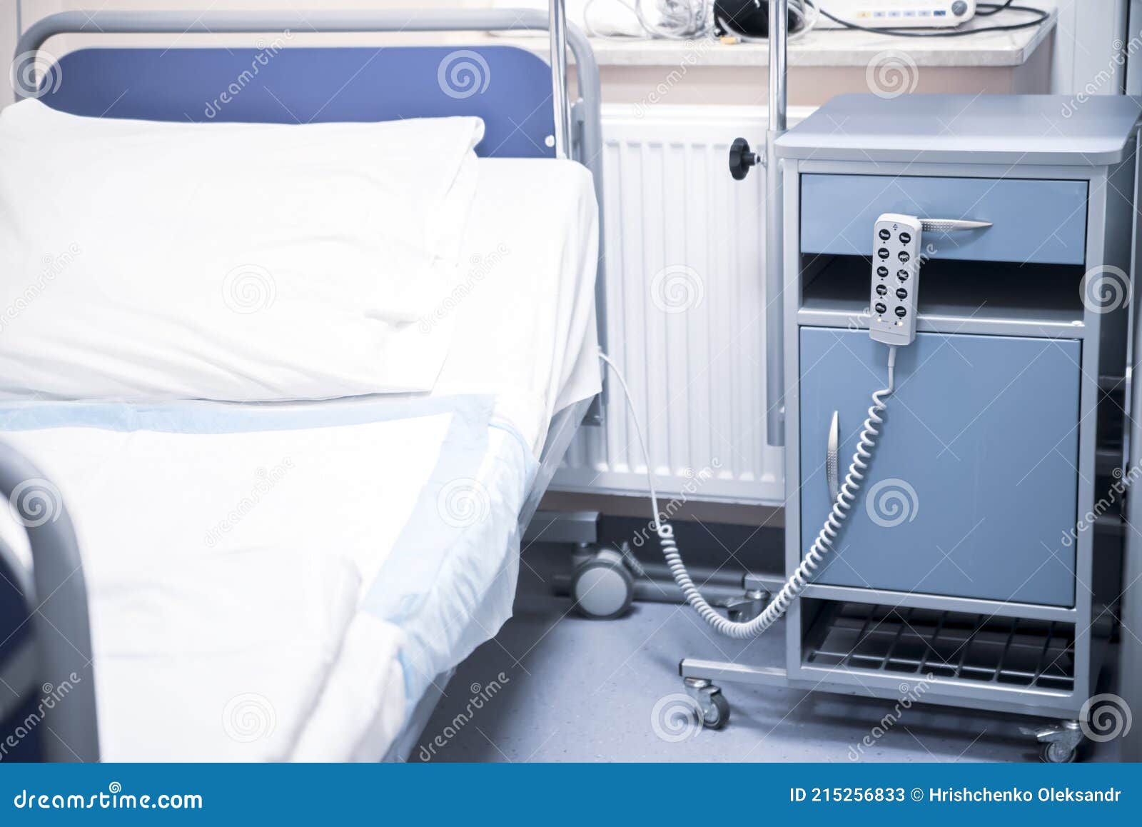 Medical Bed with Remote Control in the Room Stock Image - Image of ...