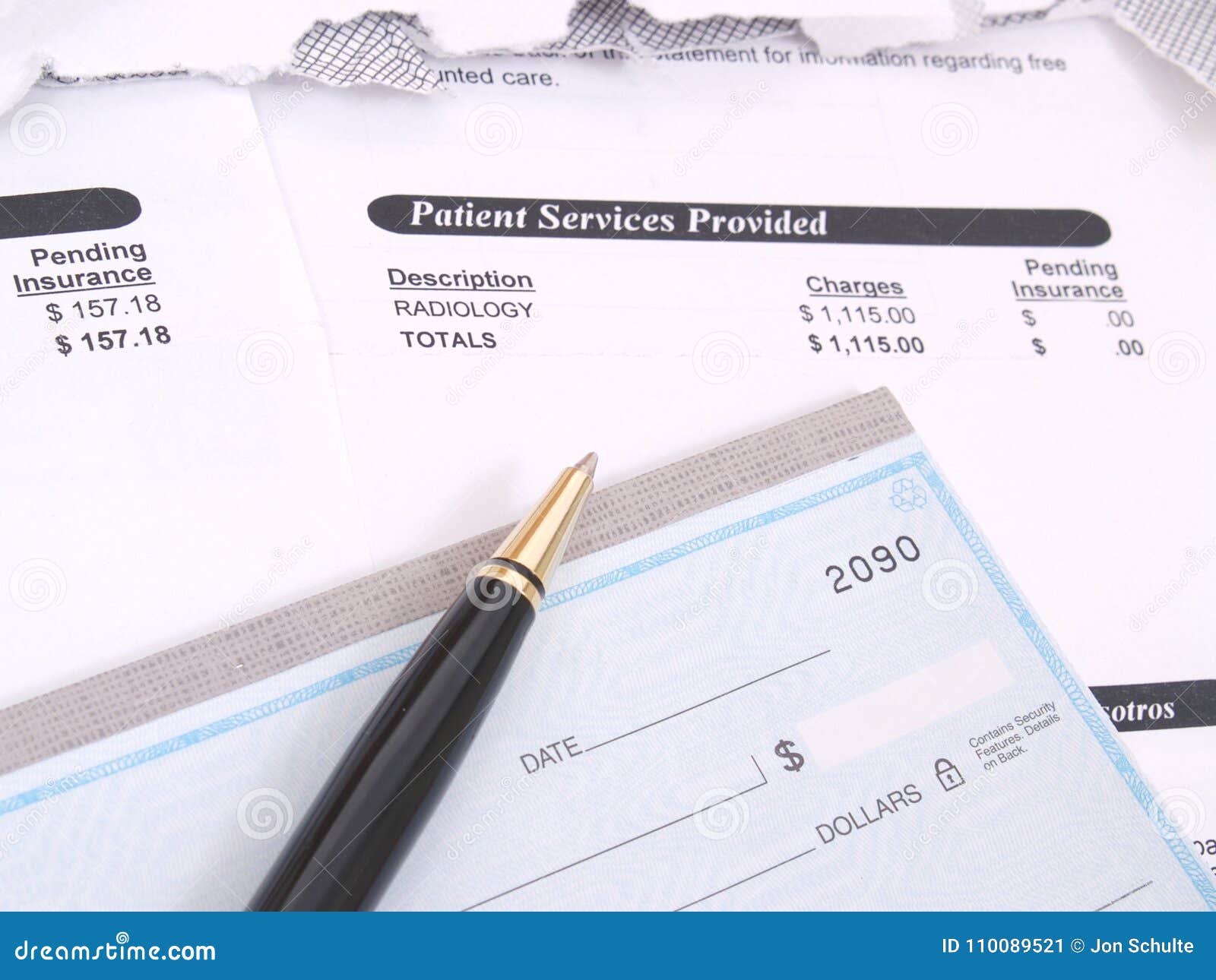 A Medical Bill and Check Book Stock Image - Image of object, expense ...