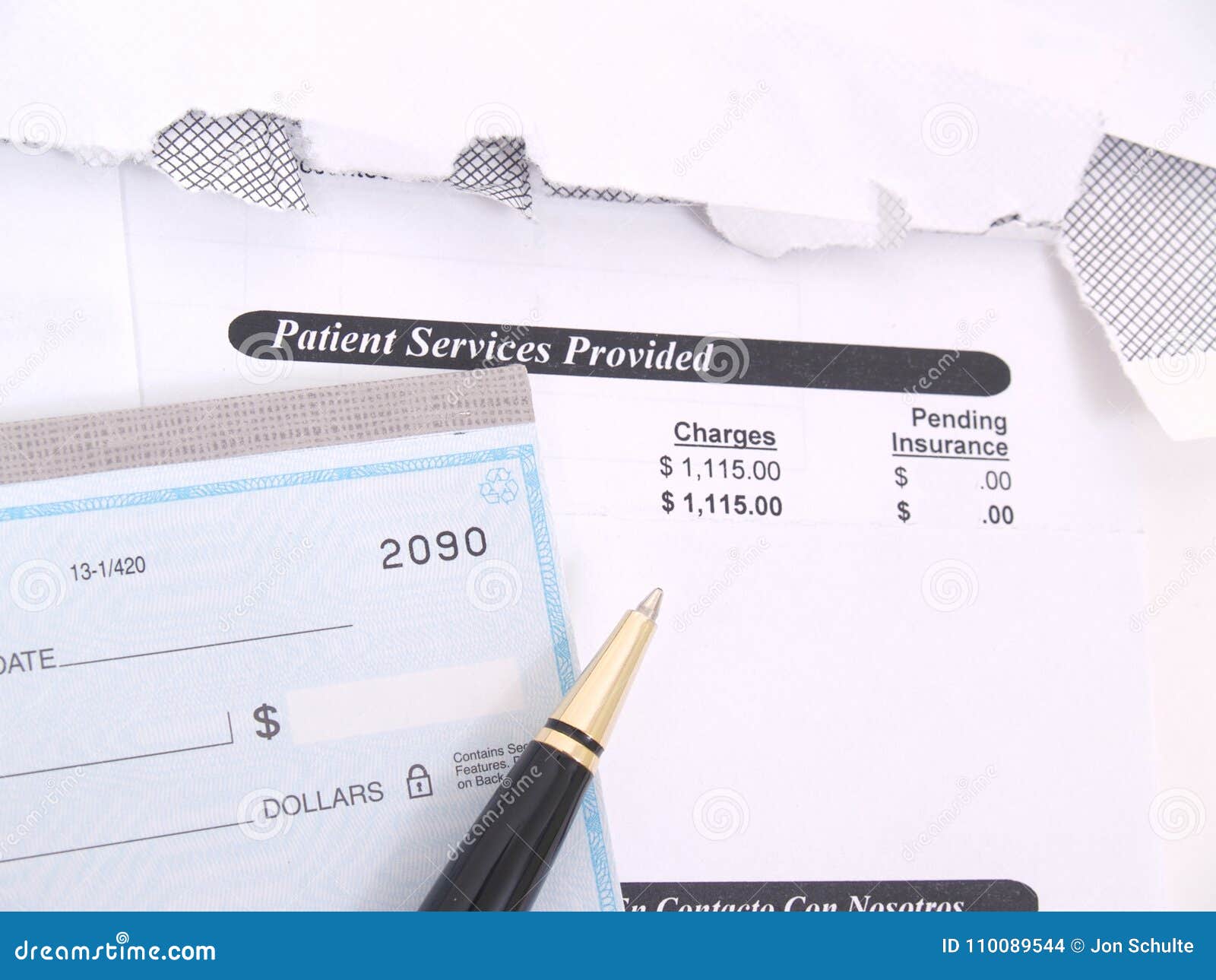 A Medical Bill and Check Book Stock Photo - Image of medical, amount ...