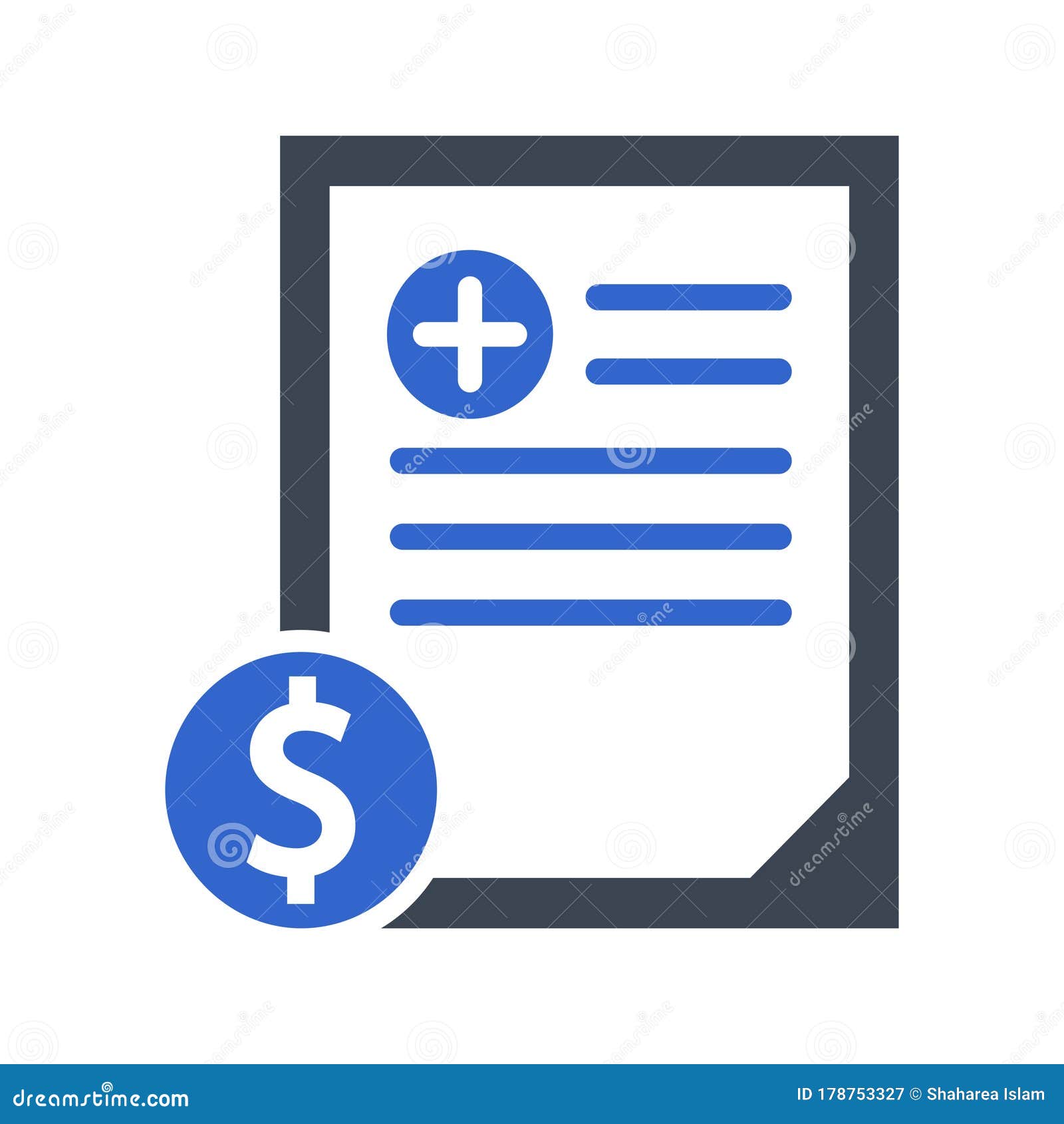 Medical Bill Icon stock vector. Illustration of insurance - 178753327