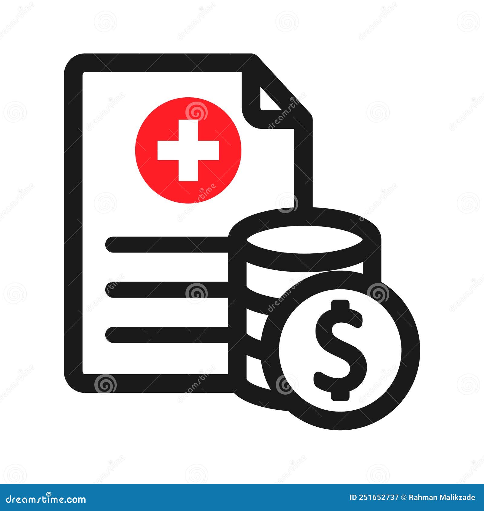 Medical Bill Icon. Medical Document with Money Vector Illustration ...