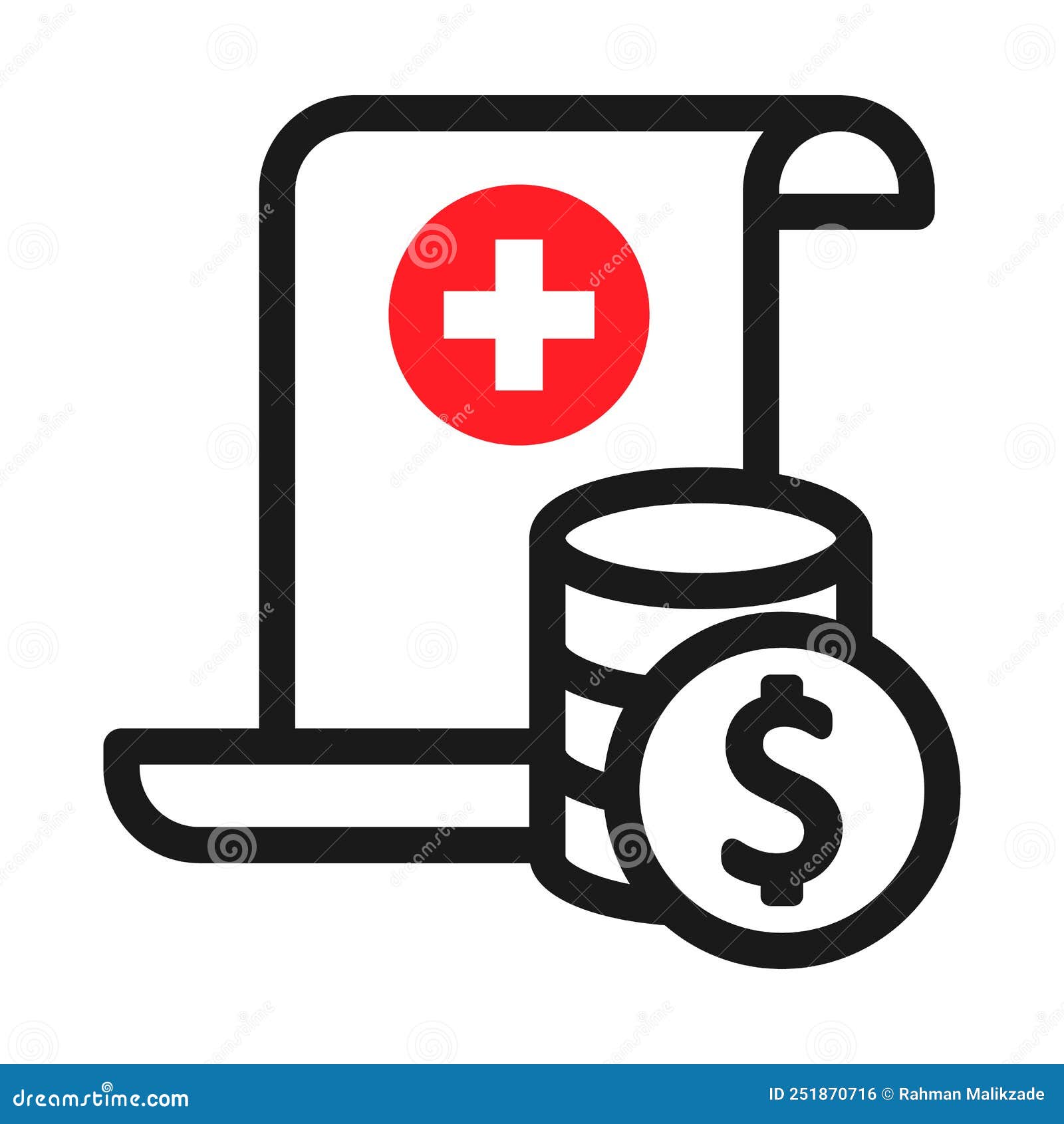 Medical Bill Icon. Medical Document with Money Vector Illustration ...