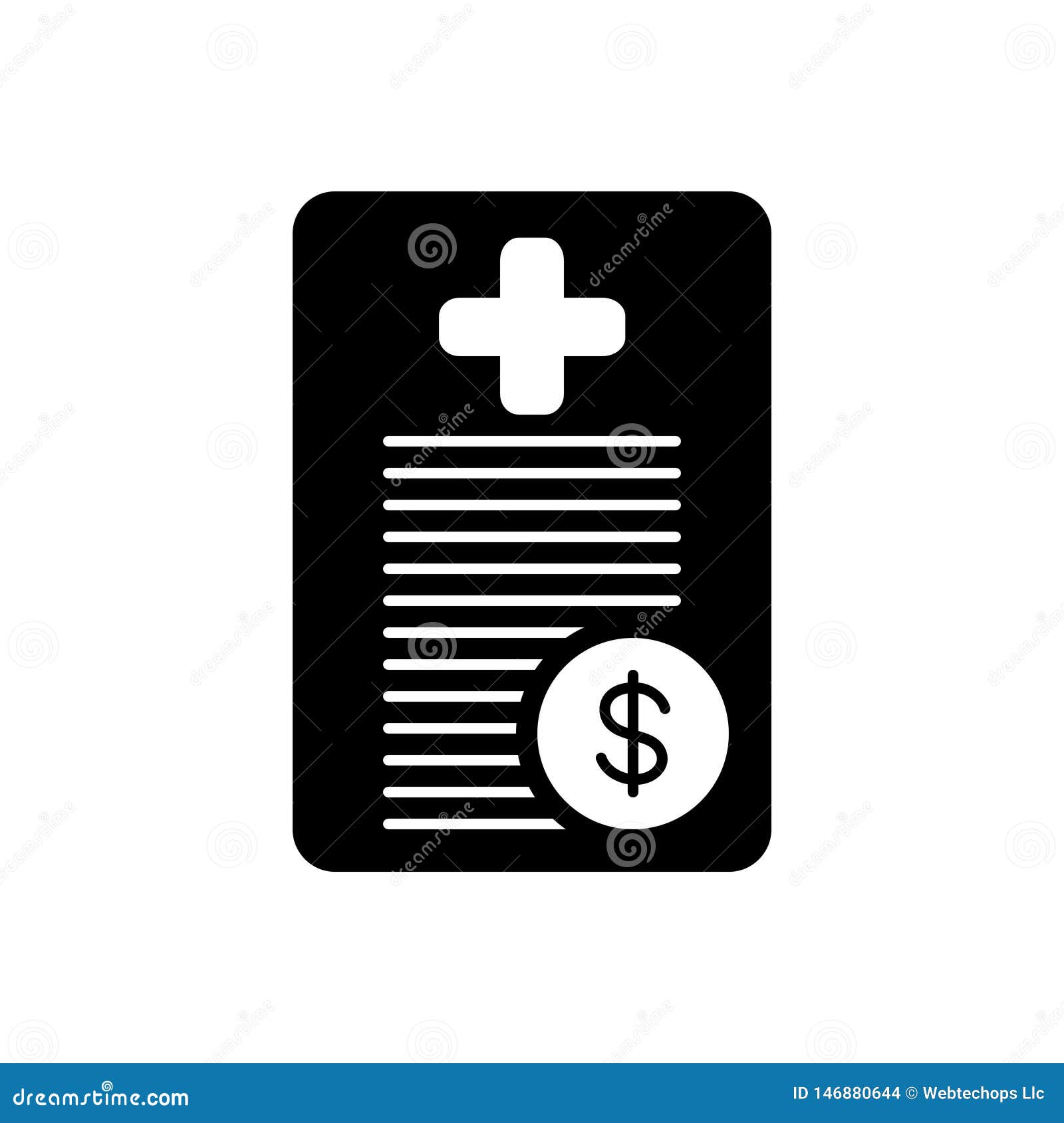 Black Solid Icon for Medical Bill, Claim and Medical Stock Vector ...