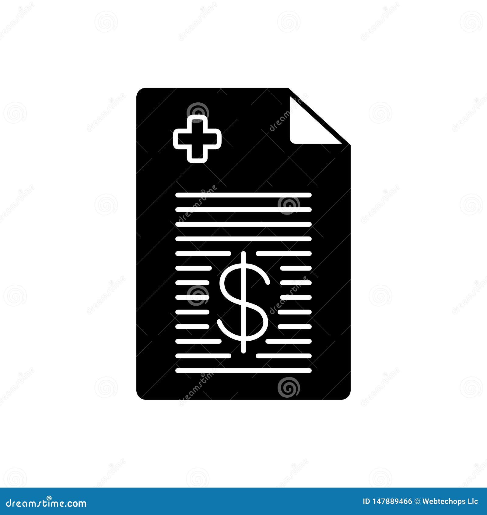 Black Solid Icon for Medical Bill, Paperwork and Bill Stock Vector ...