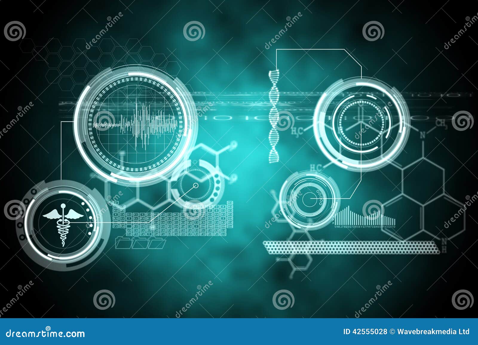 Medical Biology Interface in Blue Stock Illustration - Illustration of ...