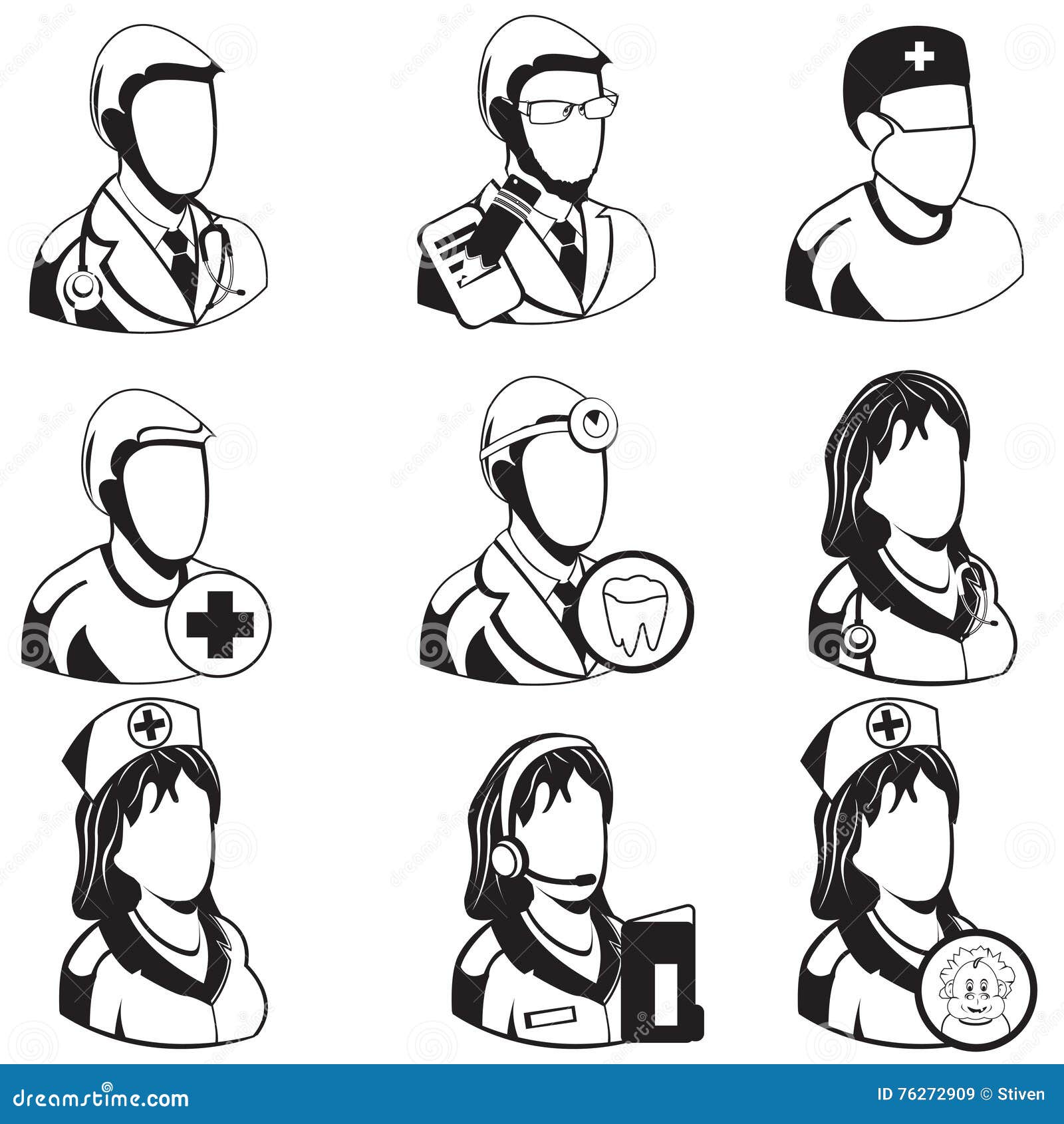 Medical Black Icons - Professions Stock Vector - Illustration of ...