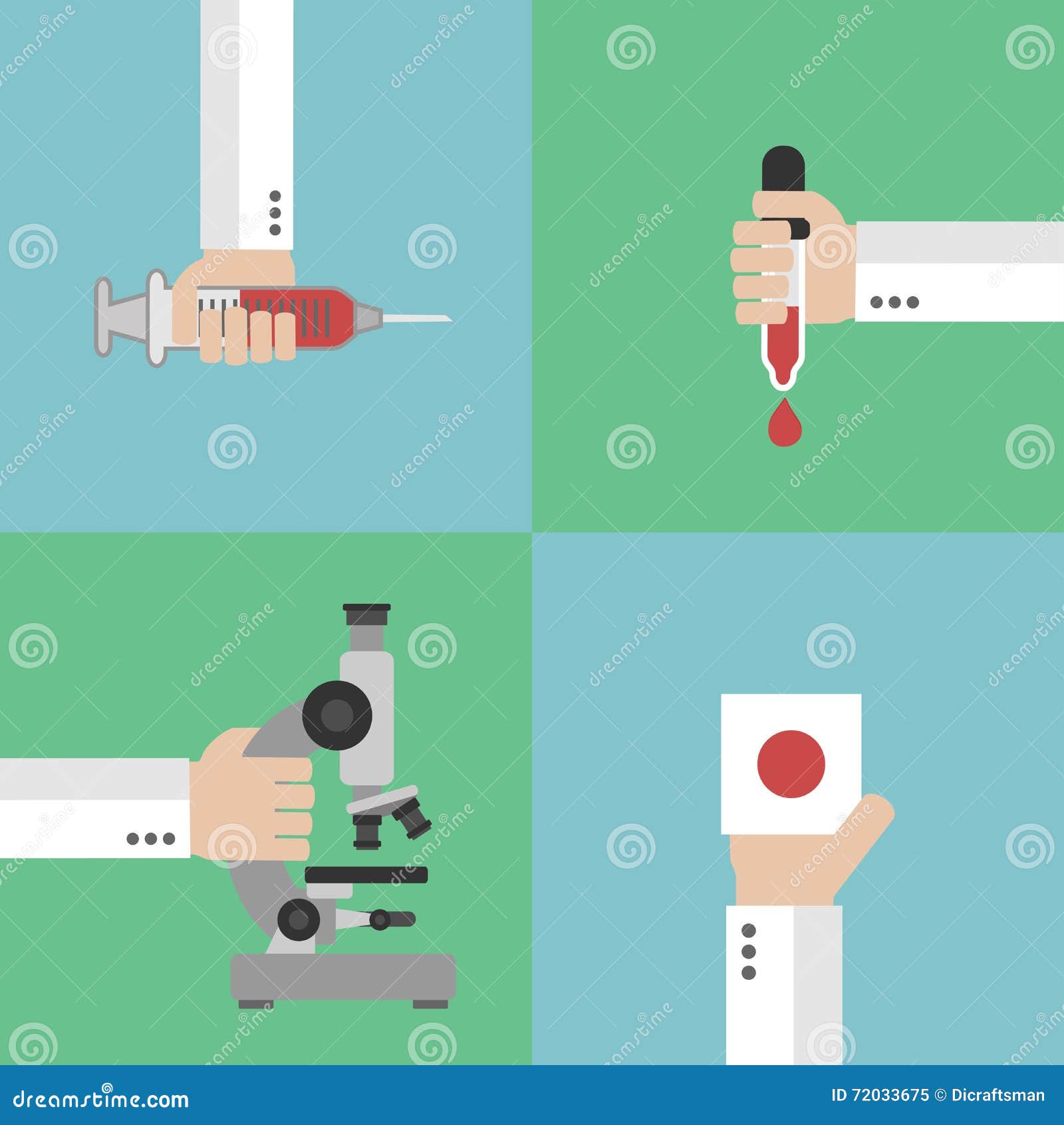 Blood Analysis Concept With Team Doctor And Nurse With Magnifying Glass ...