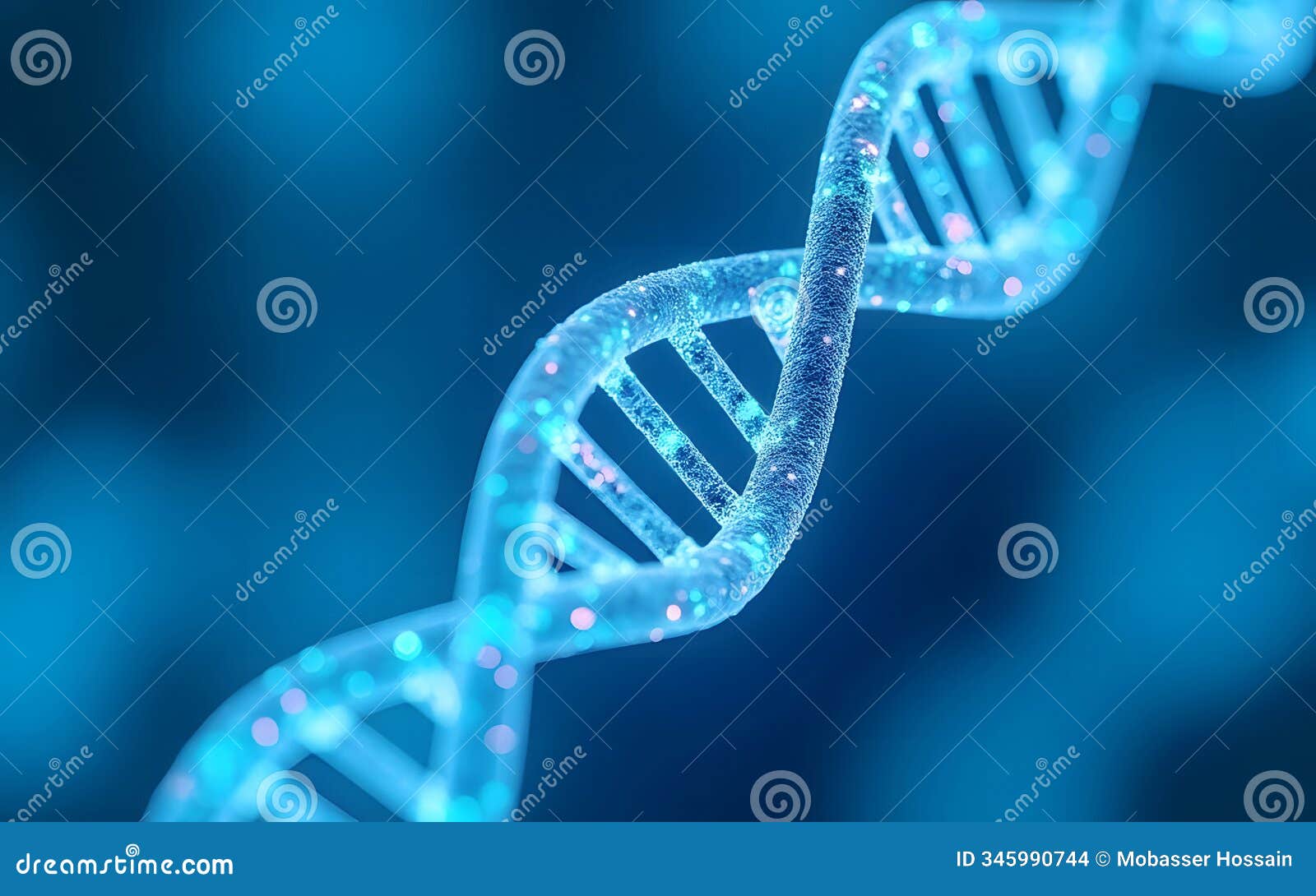 Medical Blue Banner with Sun Light, Code of Genetic Human Spiral DNA ...