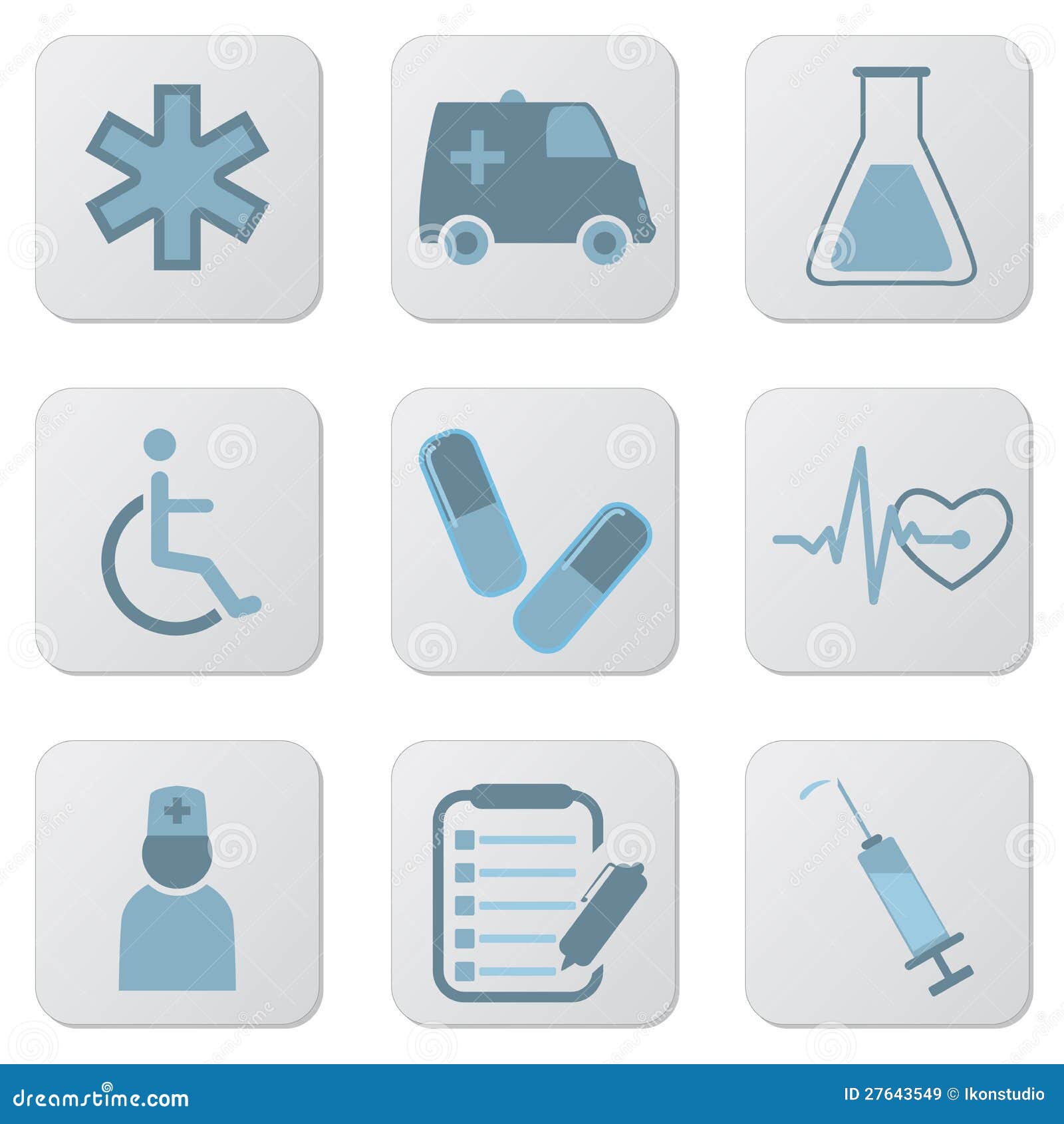 Medical blue icons stock vector. Illustration of heart - 27643549