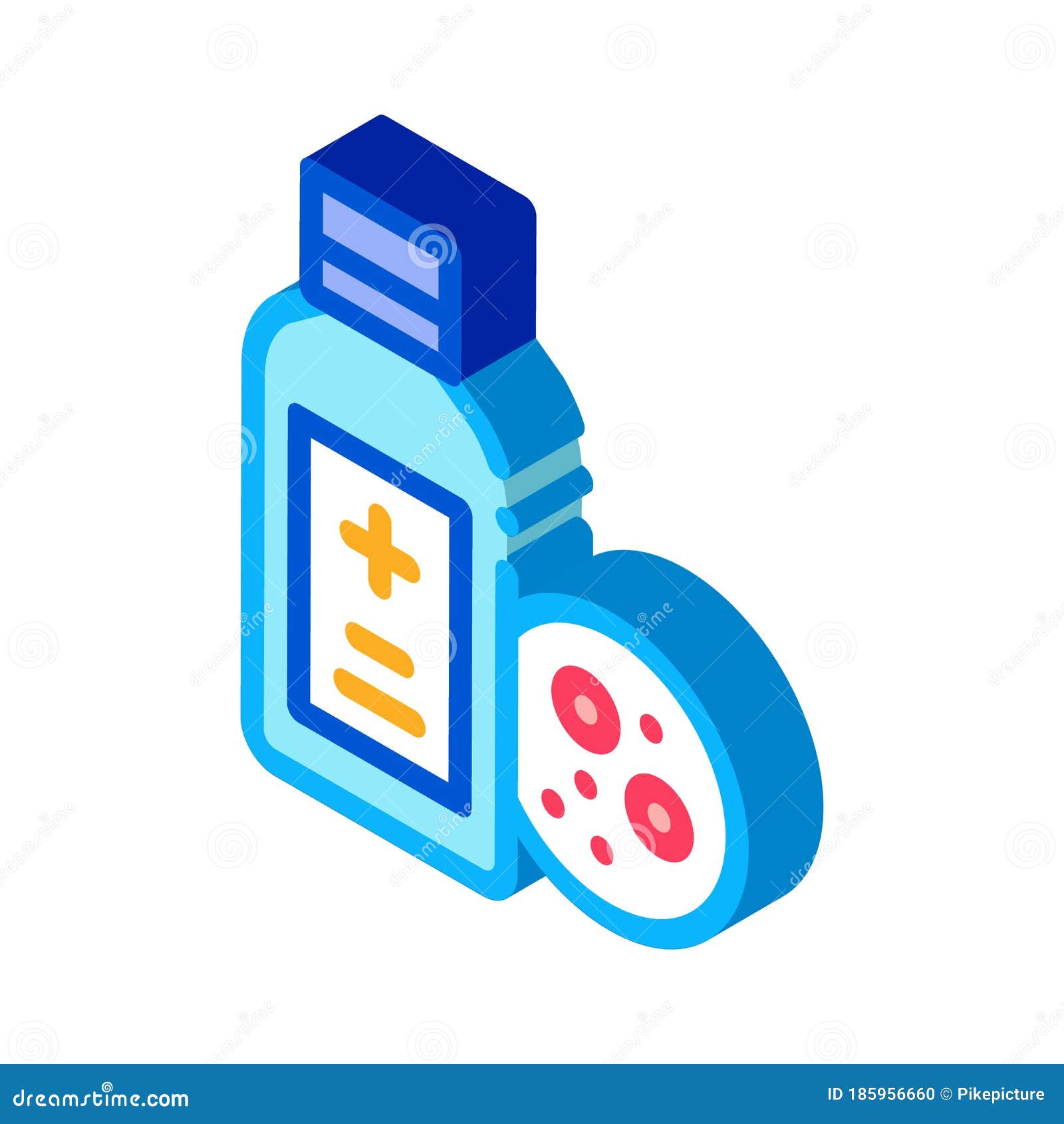 Medical Bottle For Dermatitis Isometric Icon Vector Illustration Stock