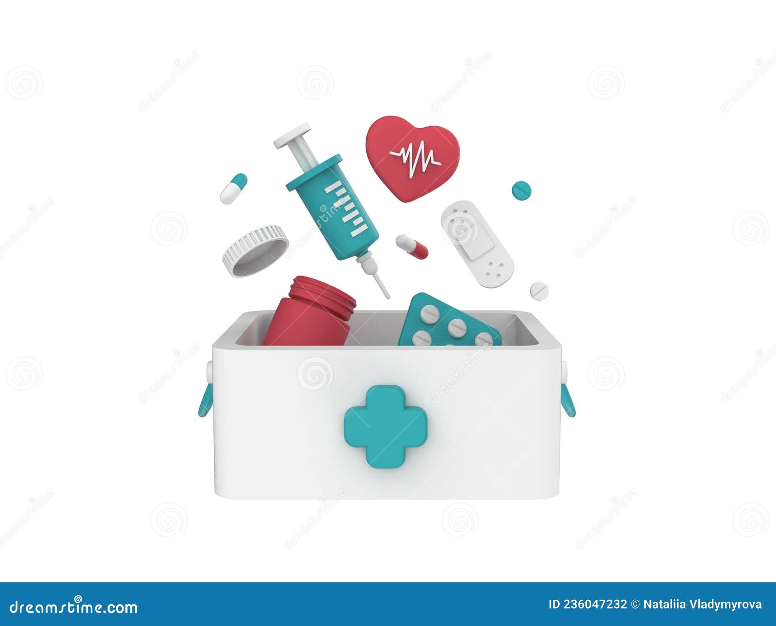 Medical Box with Medicaments 3D Render Concept Stock Illustration ...