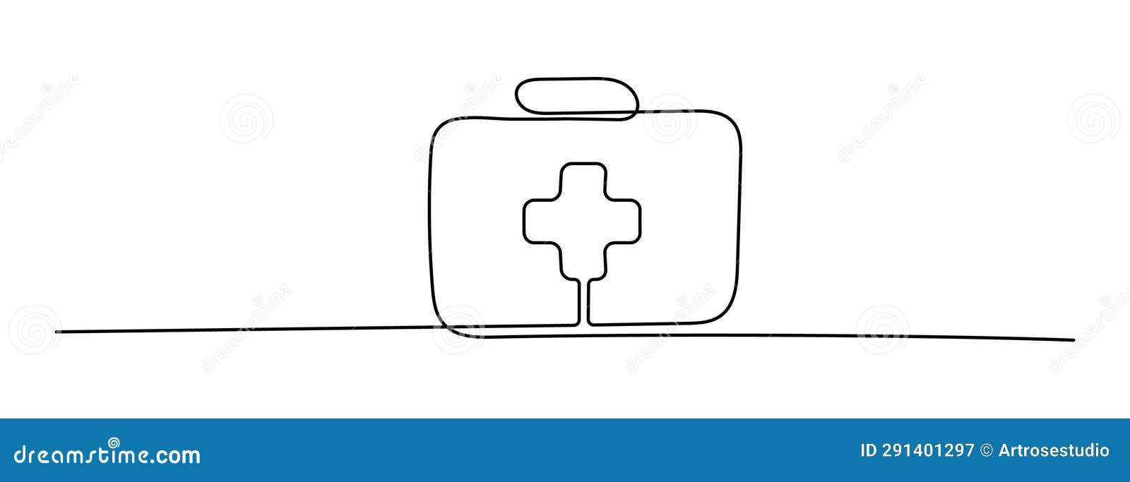 Medical Briefcase Drawing by Continuous Line, Thin Line Design Vector ...