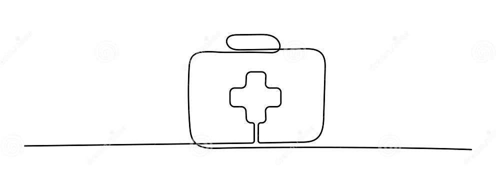 Medical Briefcase Drawing by Continuous Line, Thin Line Design Vector ...