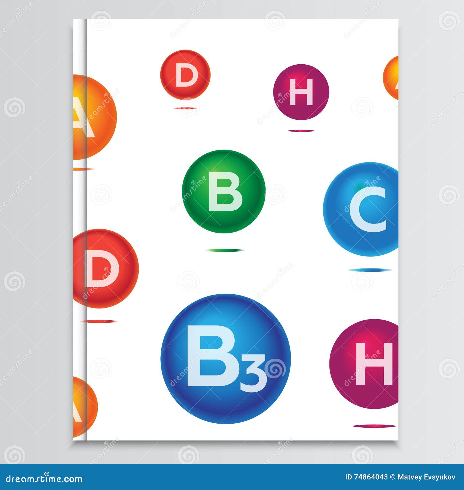 Medical Brochure Cover Template with Vitamins Stock Illustration ...