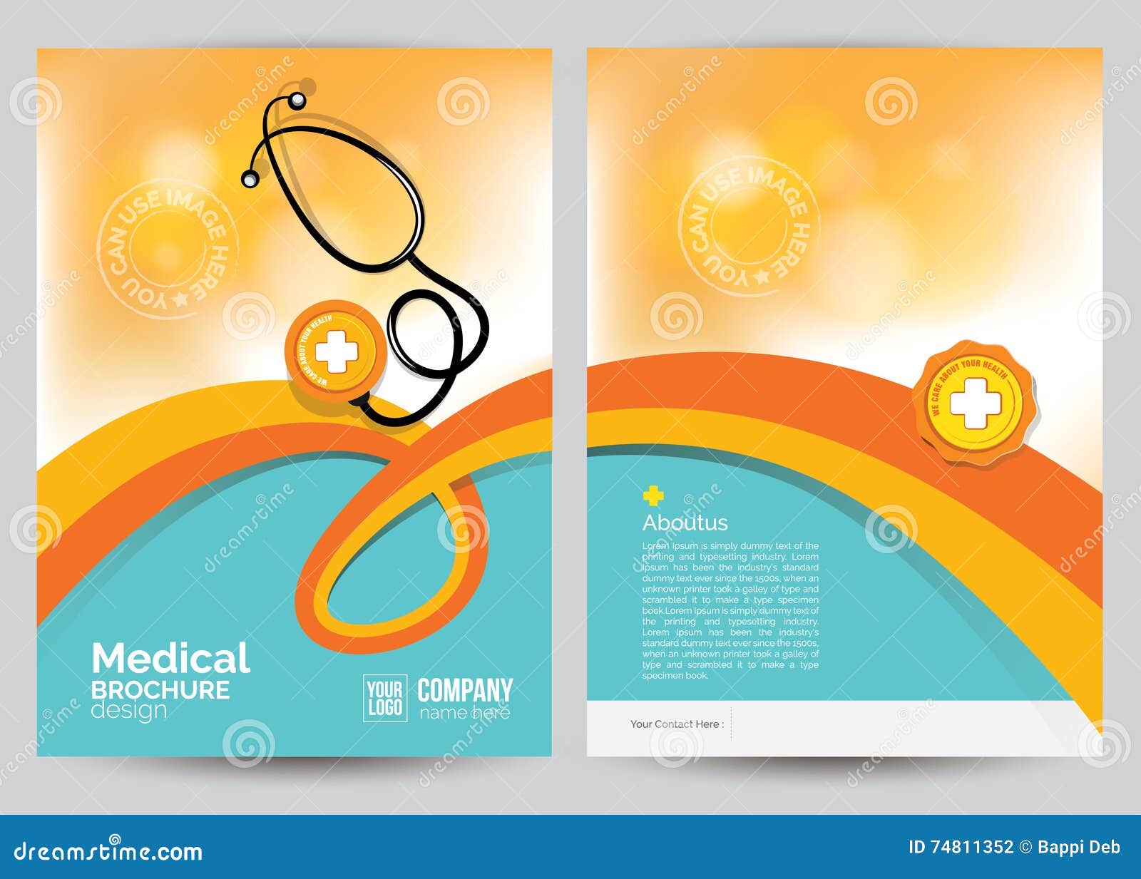 A4 Medical Brochure Design Template Front & Back Vector Illustration ...