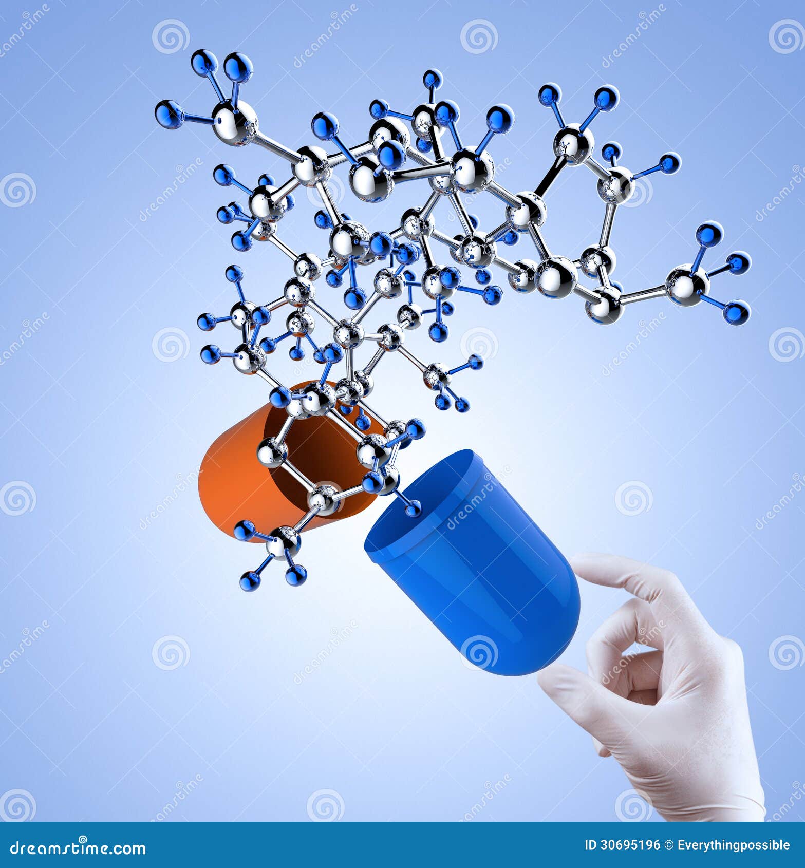 Medical Capsule and Molecule Structure Stock Photo - Image of chemistry ...