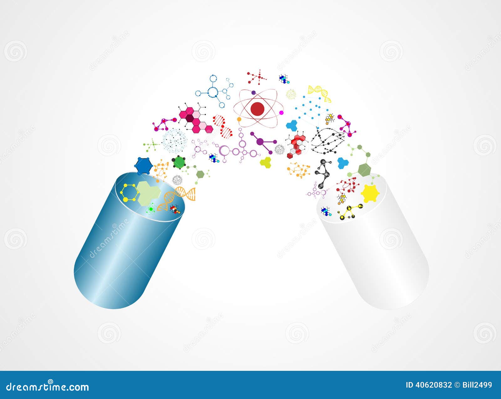 Medical Capsule and Molecule Structure Stock Illustration ...