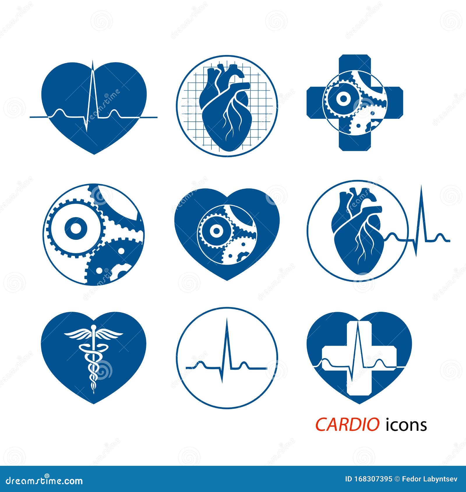 Medical Cardio Icon Set Vector Illustration Stock Vector - Illustration ...
