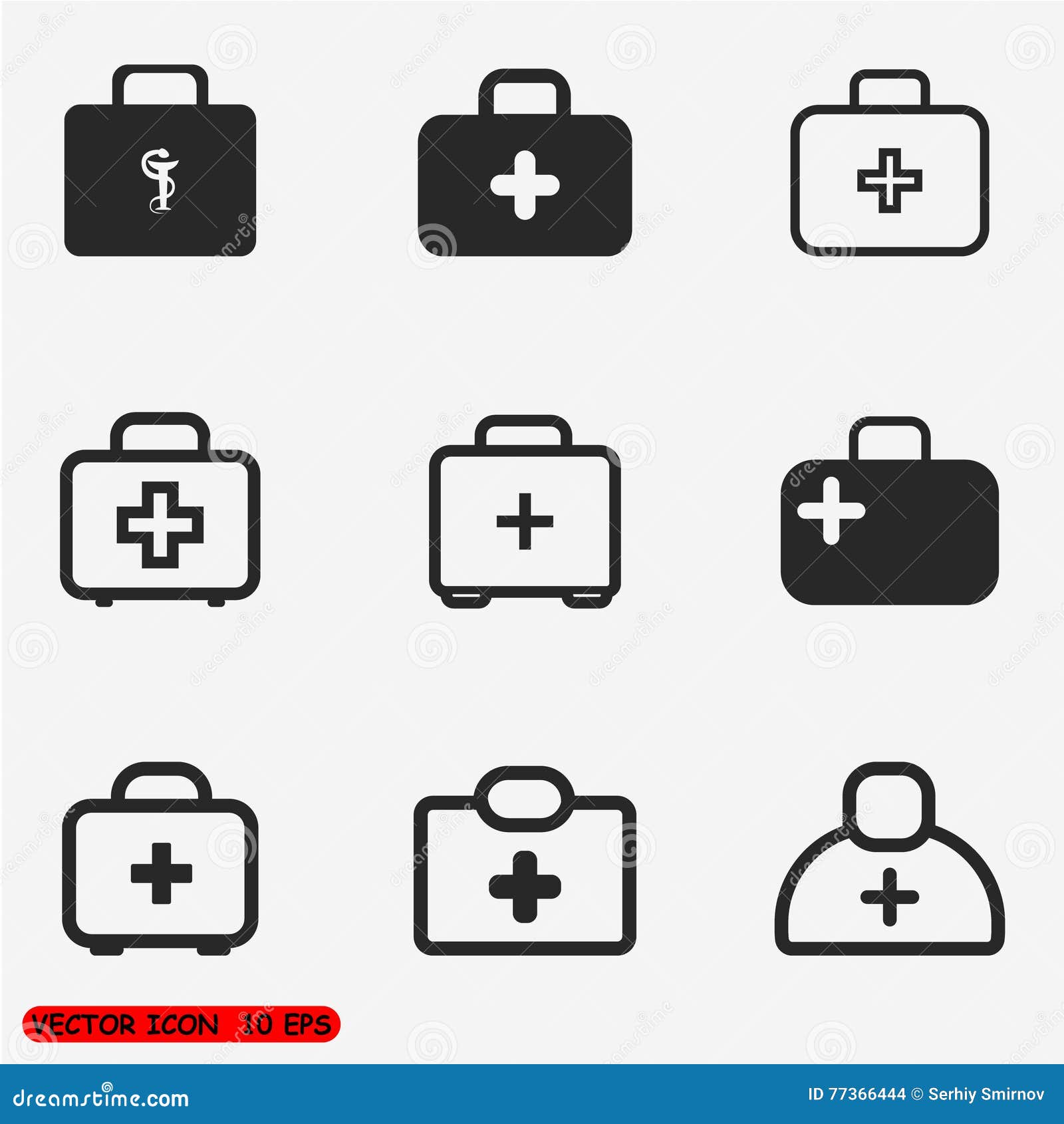 Medical Case Sign Icons Set Stock Vector - Illustration of black ...