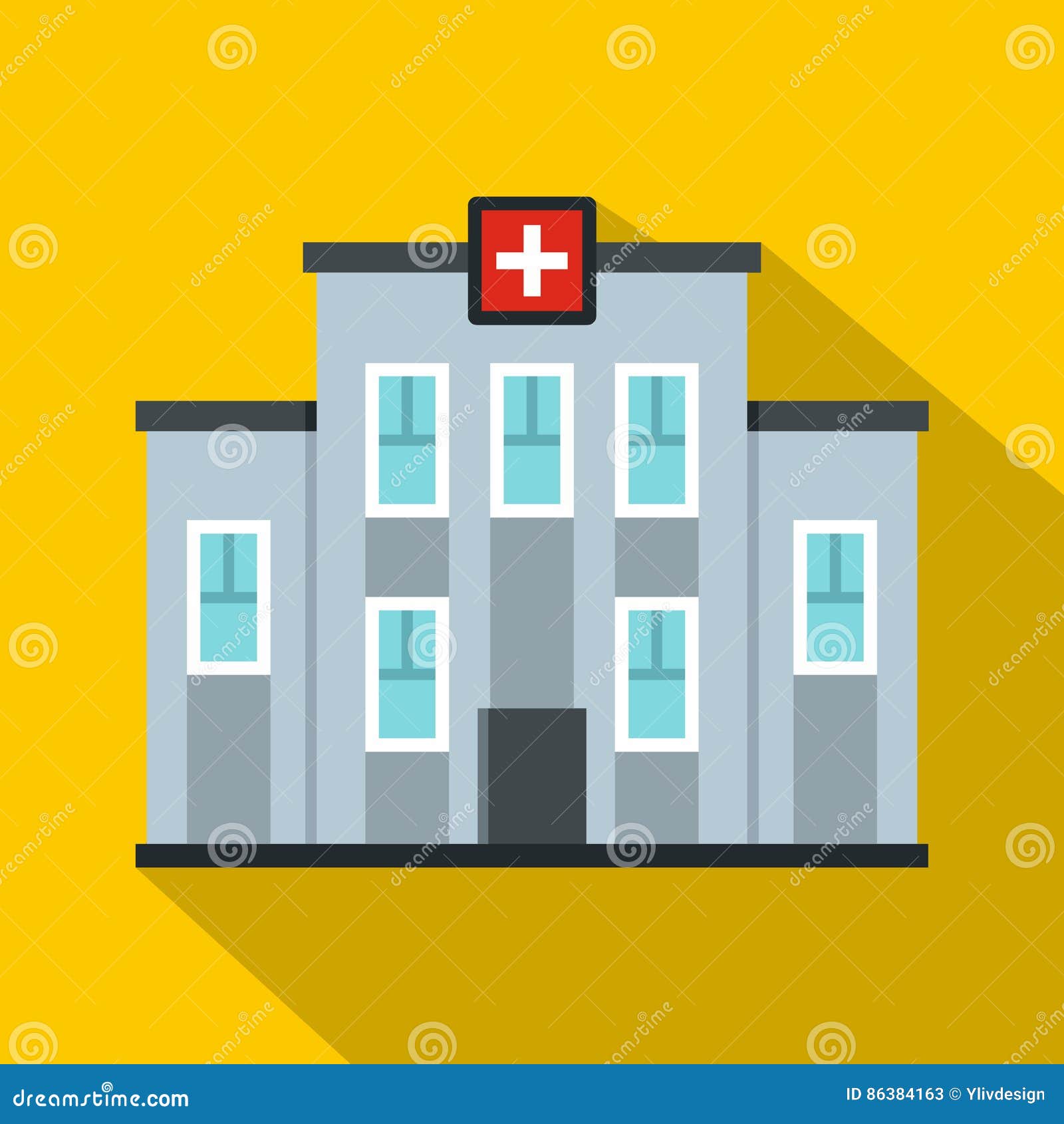 Medical Center Building Icon, Flat Style Stock Vector - Illustration of ...