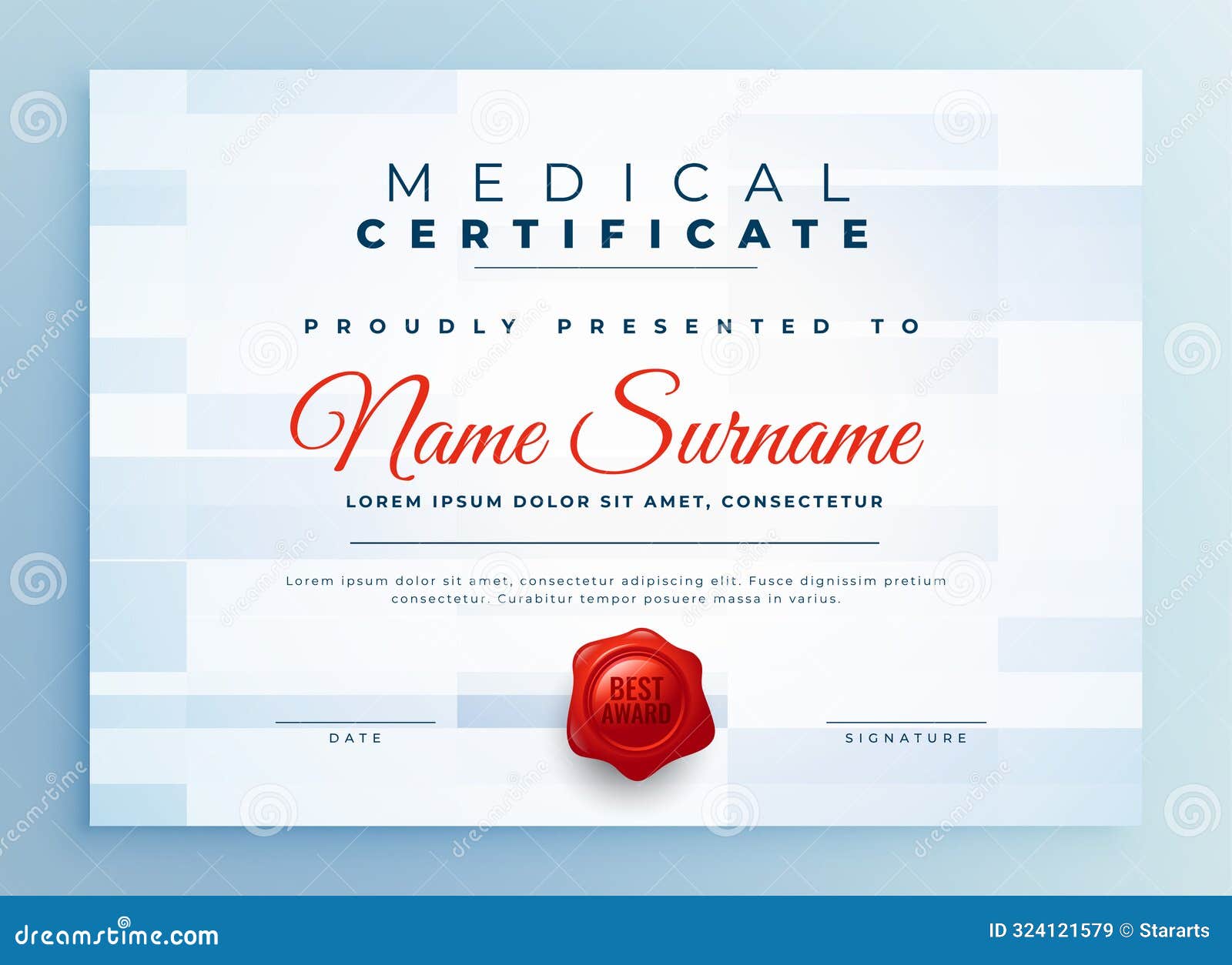 Medical Certificate Paper Template with Seal Design Stock Illustration ...