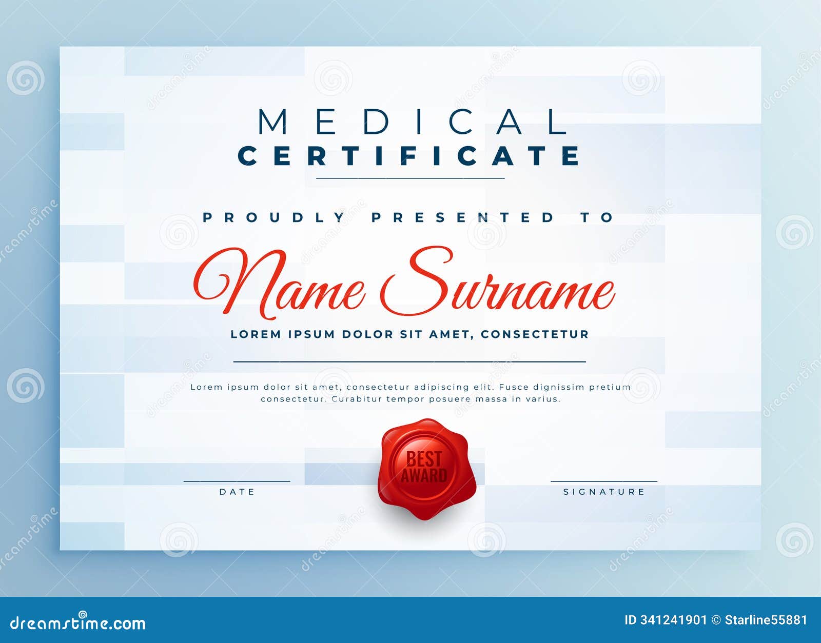 Medical Certificate Paper Template with Seal Design Stock Vector ...