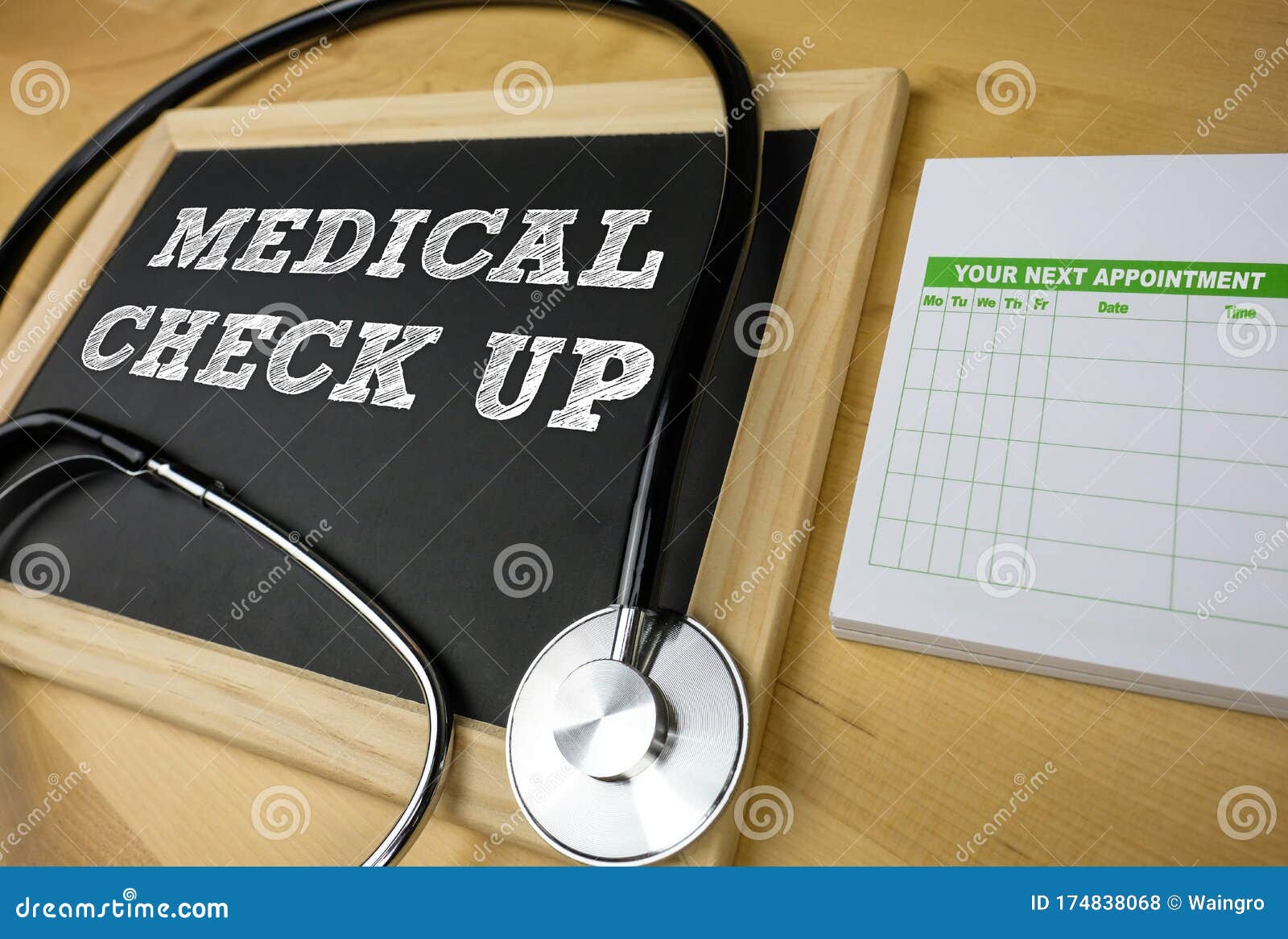 Medical Check Up - Chalkboard Message Stock Photo - Image of medicine ...