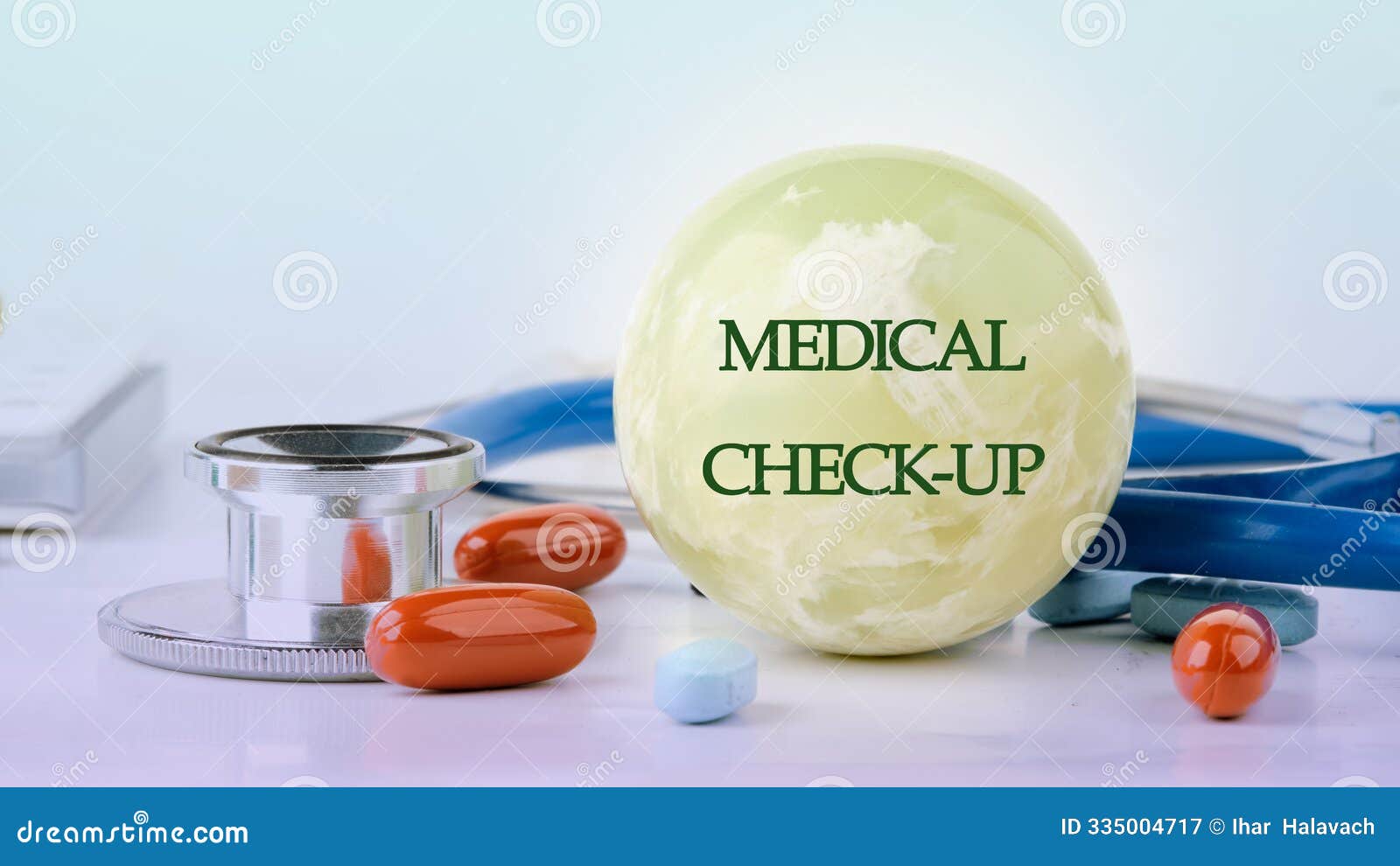 MEDICAL CHECK-UP Words Written on the Ball, Front View Stock Image ...