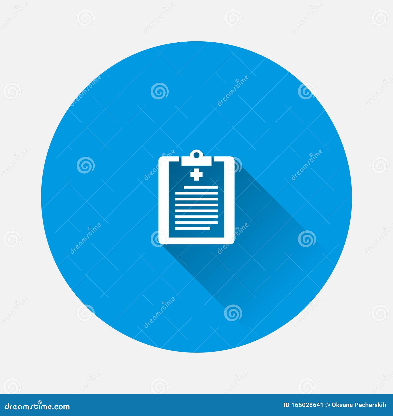 Medical Clipboard Icon Vector Icon on Blue Background. Flat Image with ...
