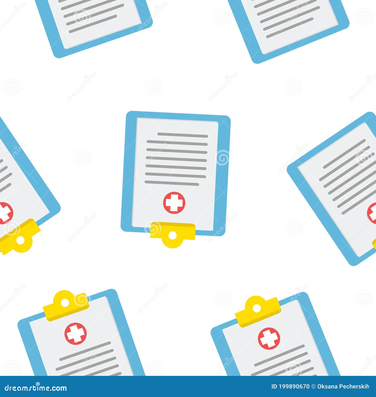 Medical Clipboard Icon Vector Seamless Pattern on a White Background ...