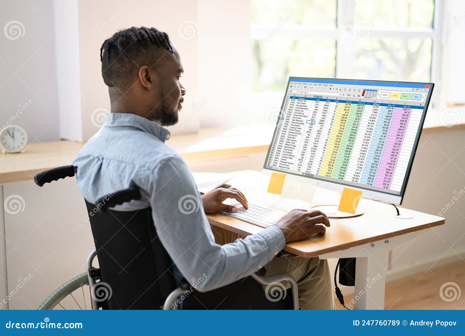 Medical Coding Spreadsheet on PC. African Man Stock Image - Image of ...