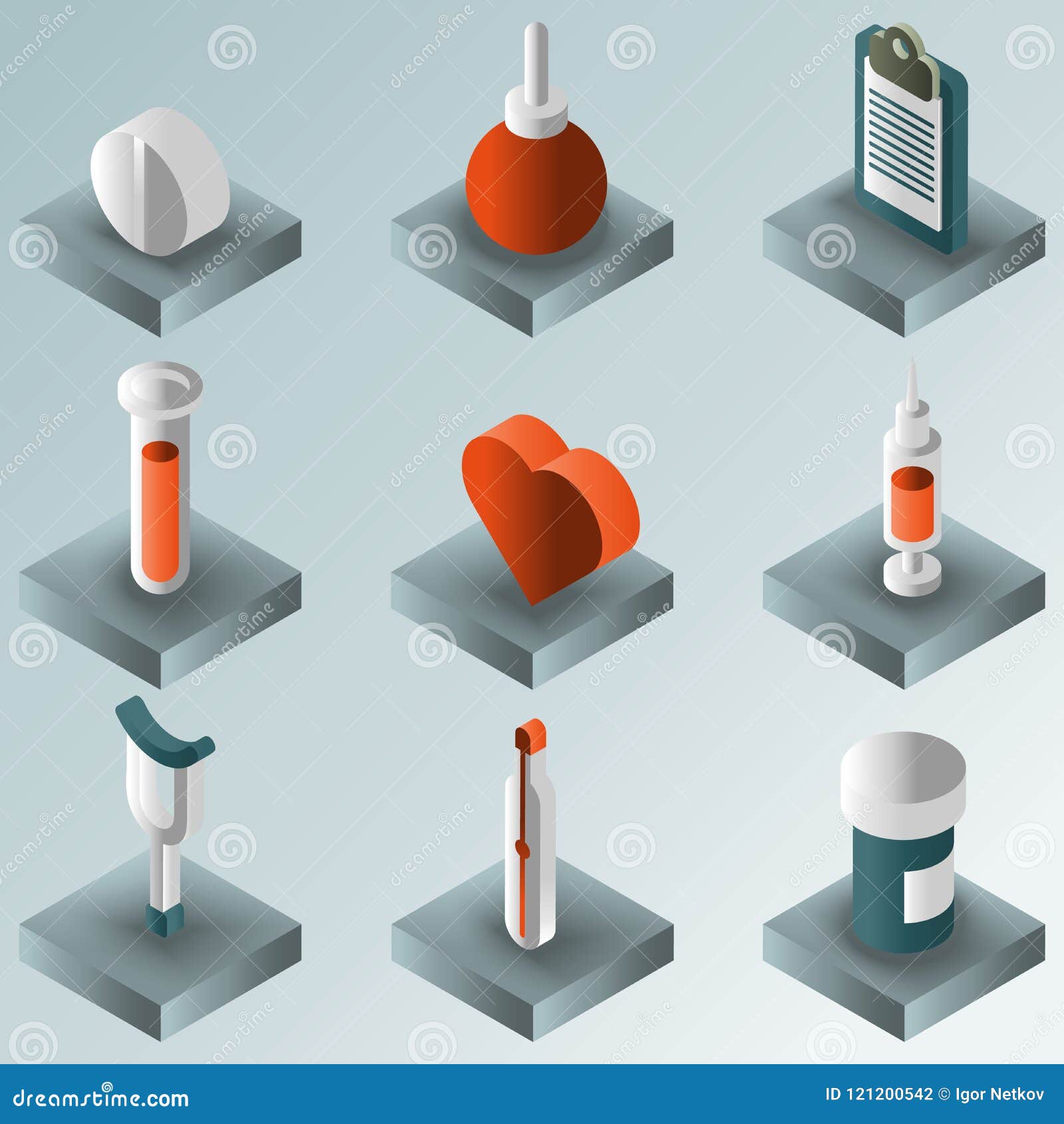 Medical Color Gradient Isometric Set Stock Vector - Illustration of ...