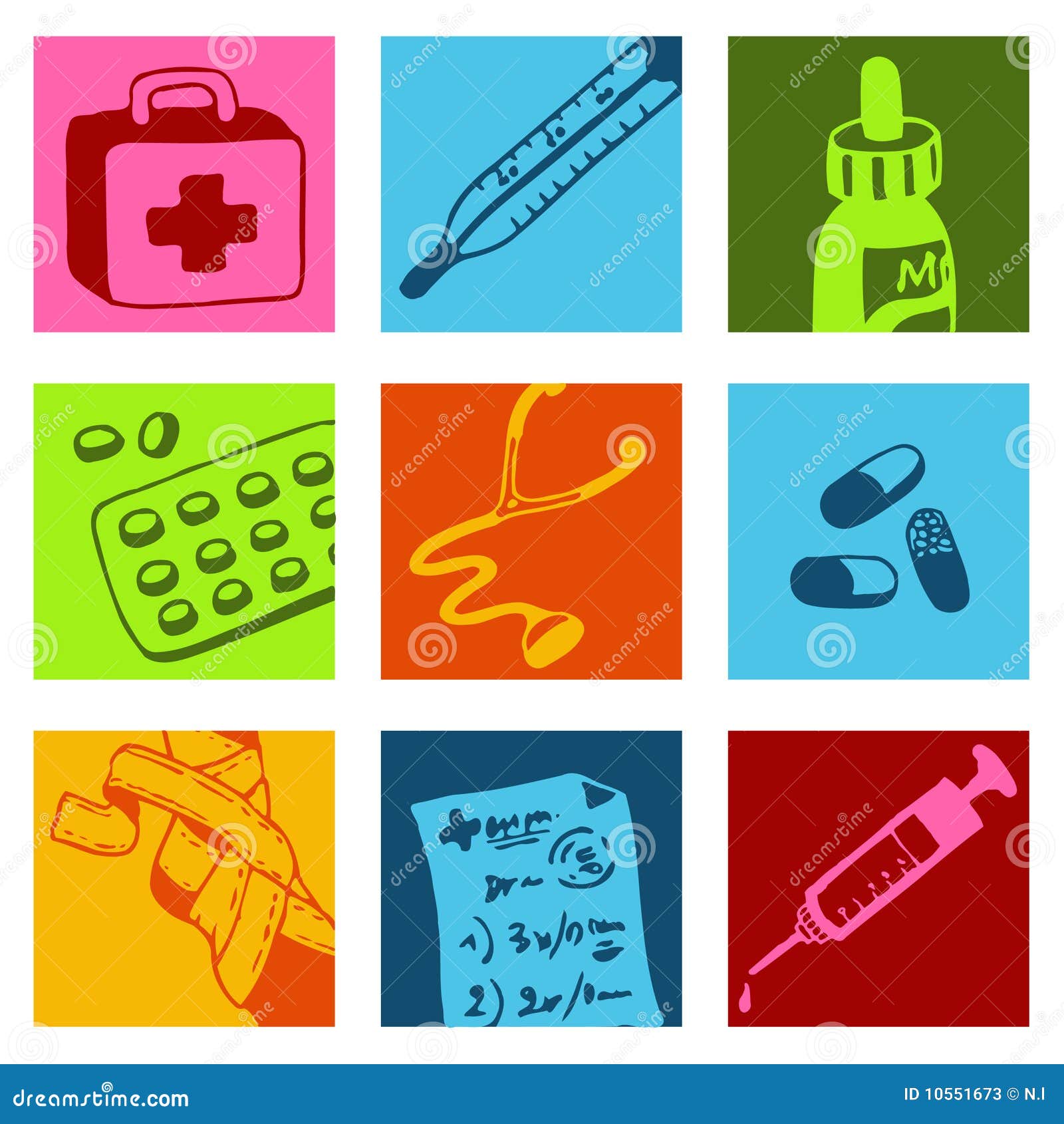 Medical color icons stock vector. Illustration of hospital - 10551673
