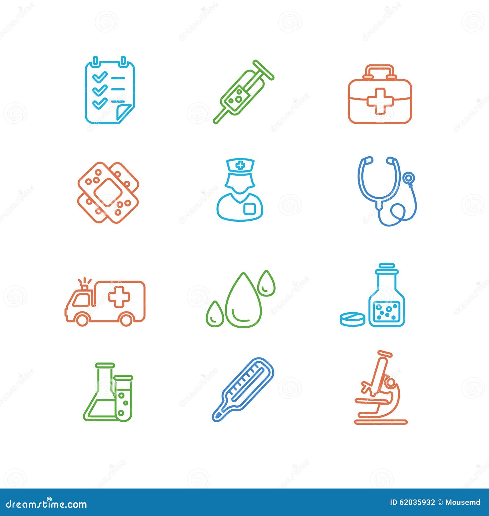 Medical Colorful Outline Icon Set. Vector Stock Vector - Illustration ...