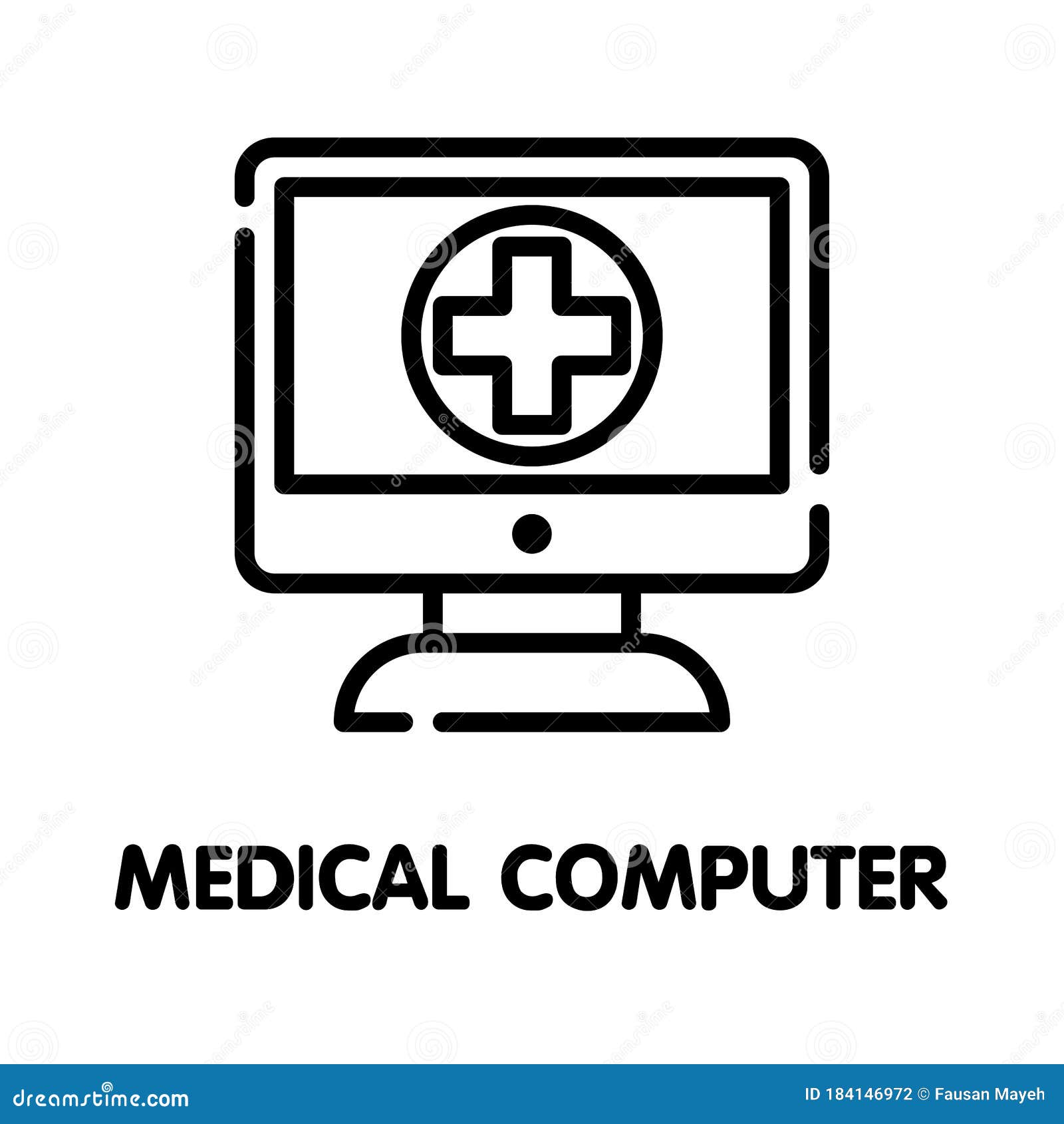 Medical Computer Outline Icon Design Style Illustration on White ...